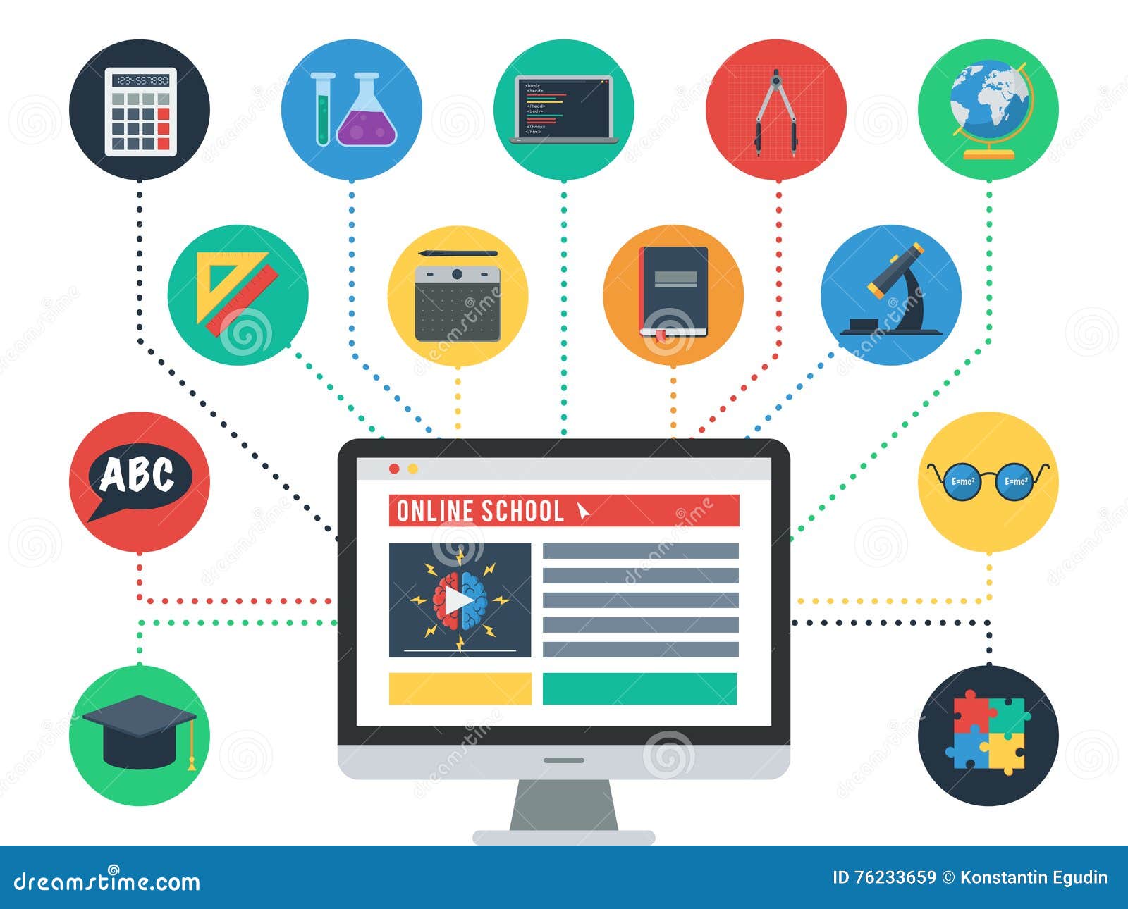 Distance Education Concept stock vector. Illustration of book - 76233659