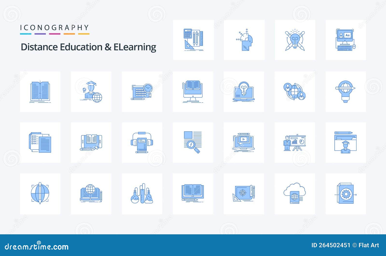 25 Distance Education and Elearning Blue Icon Pack. Vector Icons ...