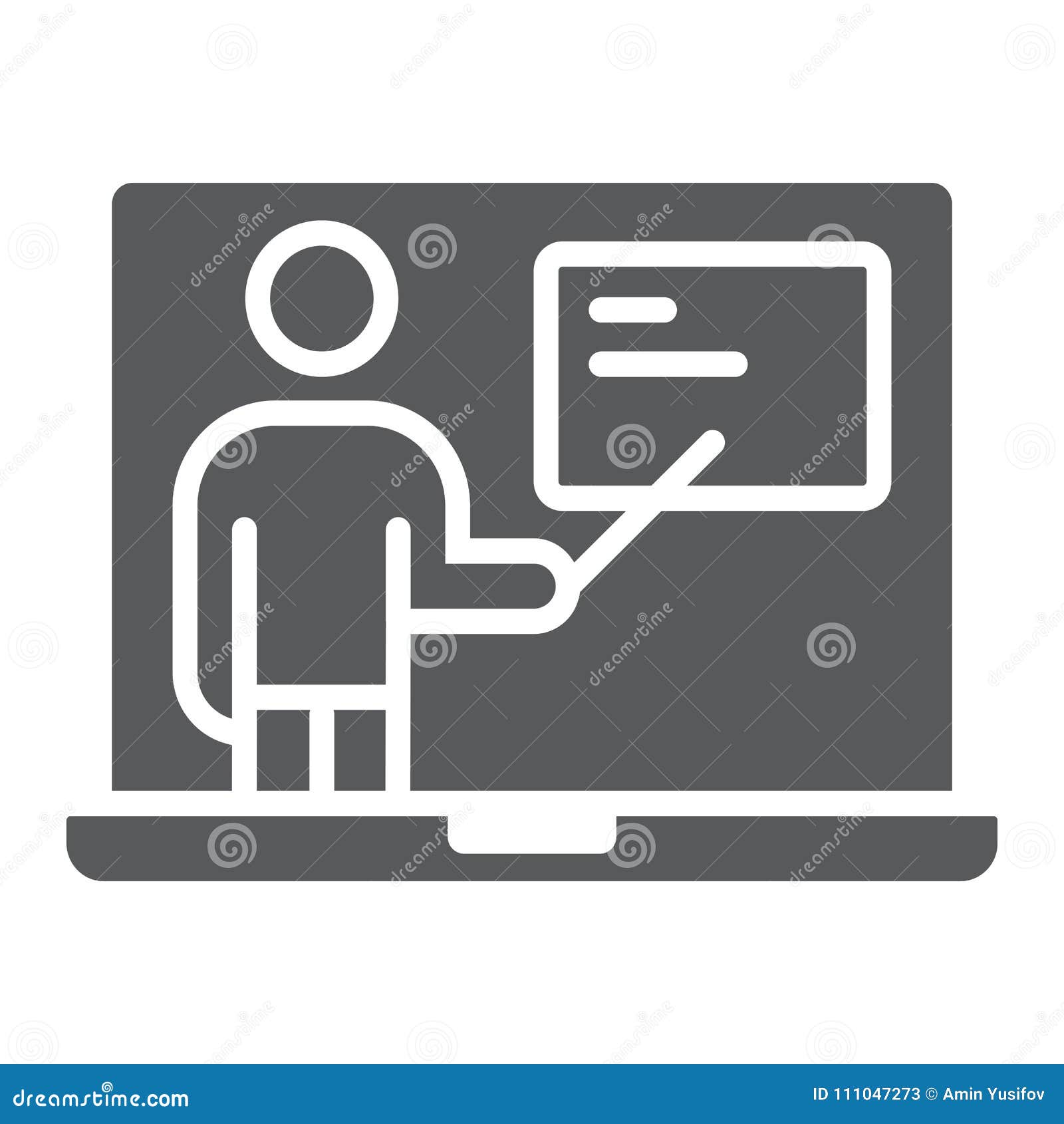 Distance Education Glyph Icon, E Learning Stock Vector - Illustration ...