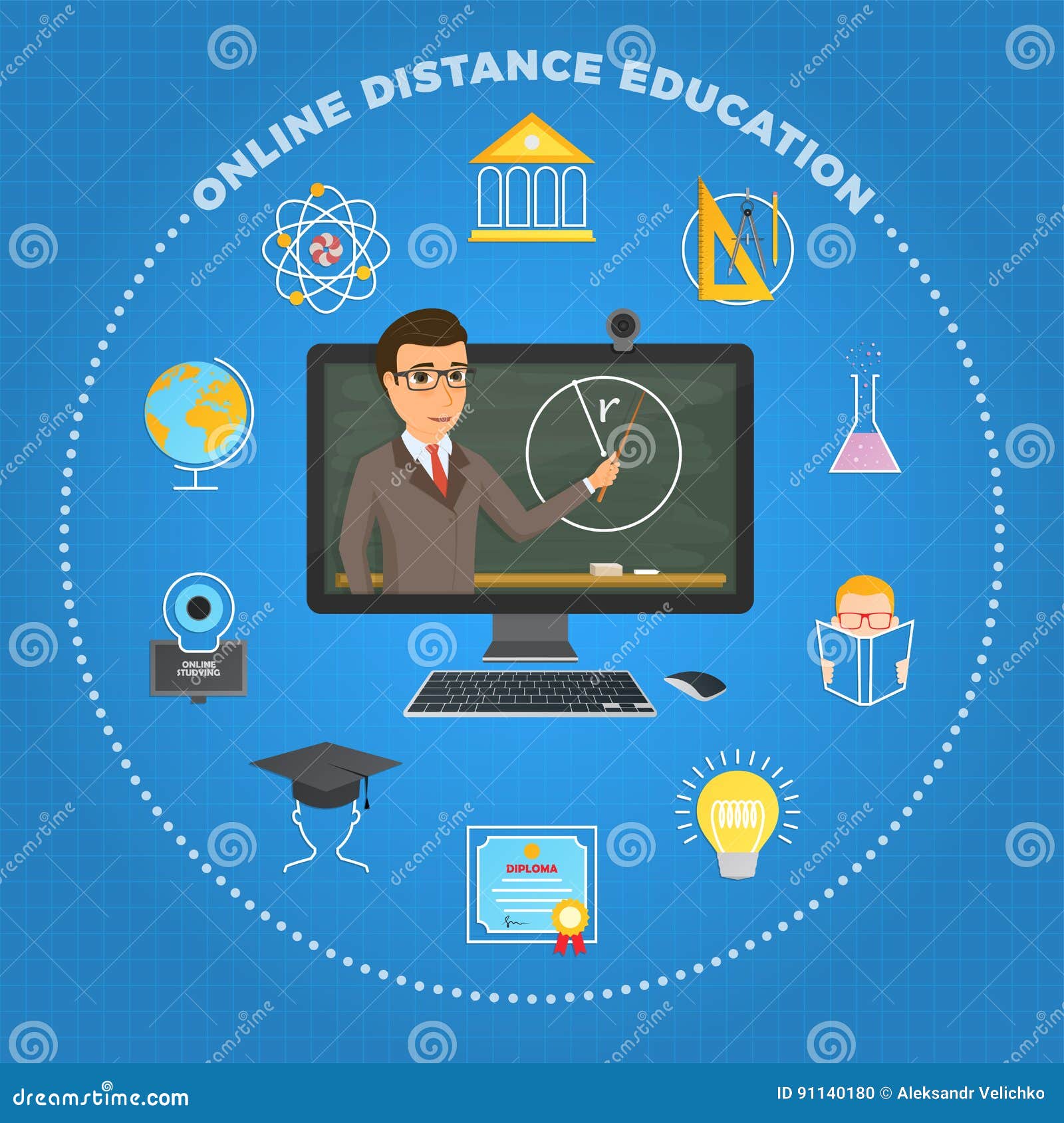 Distance Education, Learning. the Student Listens To the Lecture Stock ...