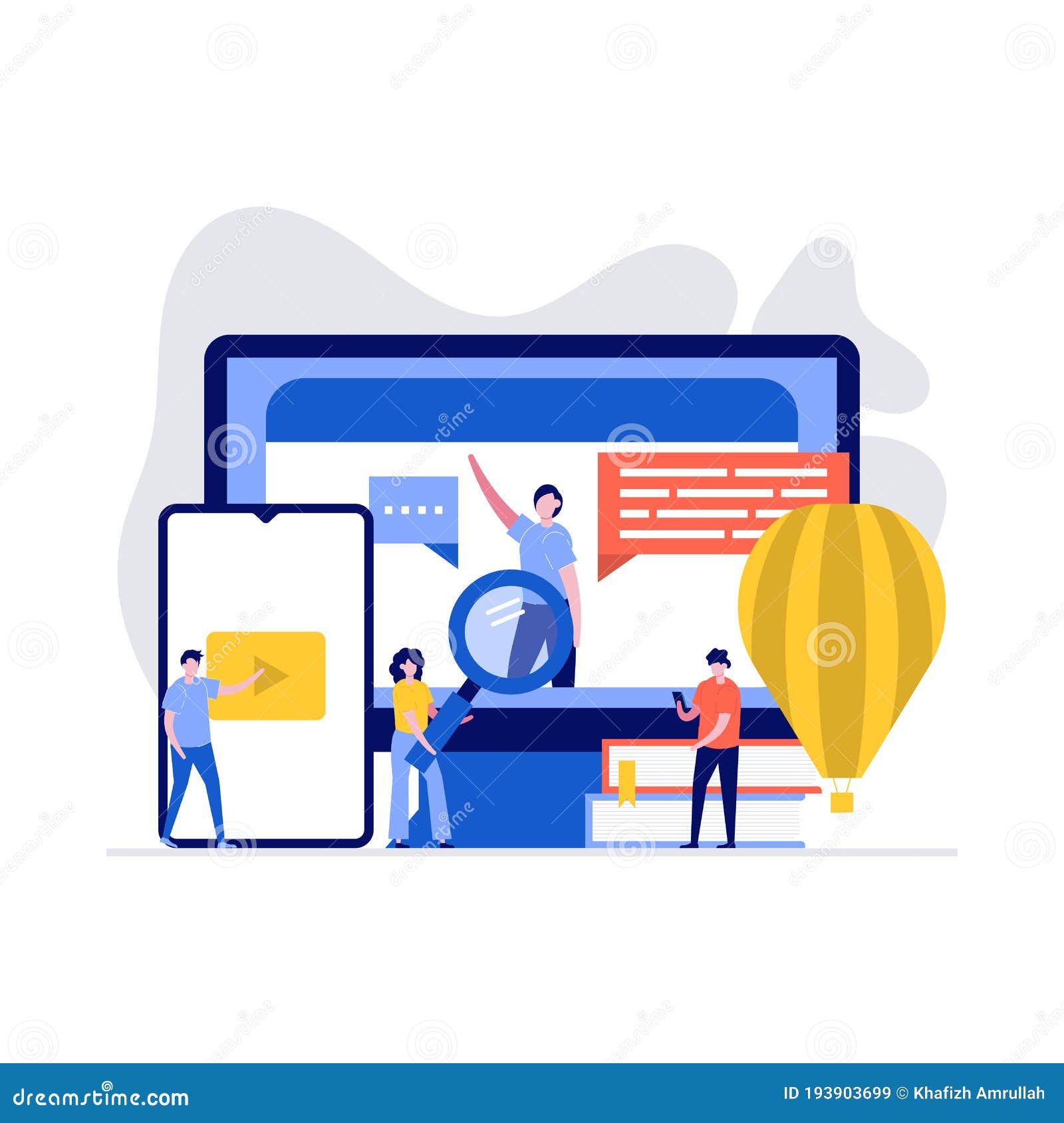 Distance Education Technology Vector Illustration Concept. Students ...