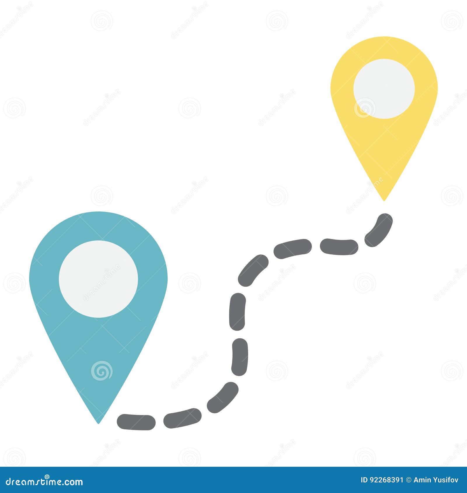 Distance Flat Icon, Navigation Route, Map Pointer Stock Vector ...