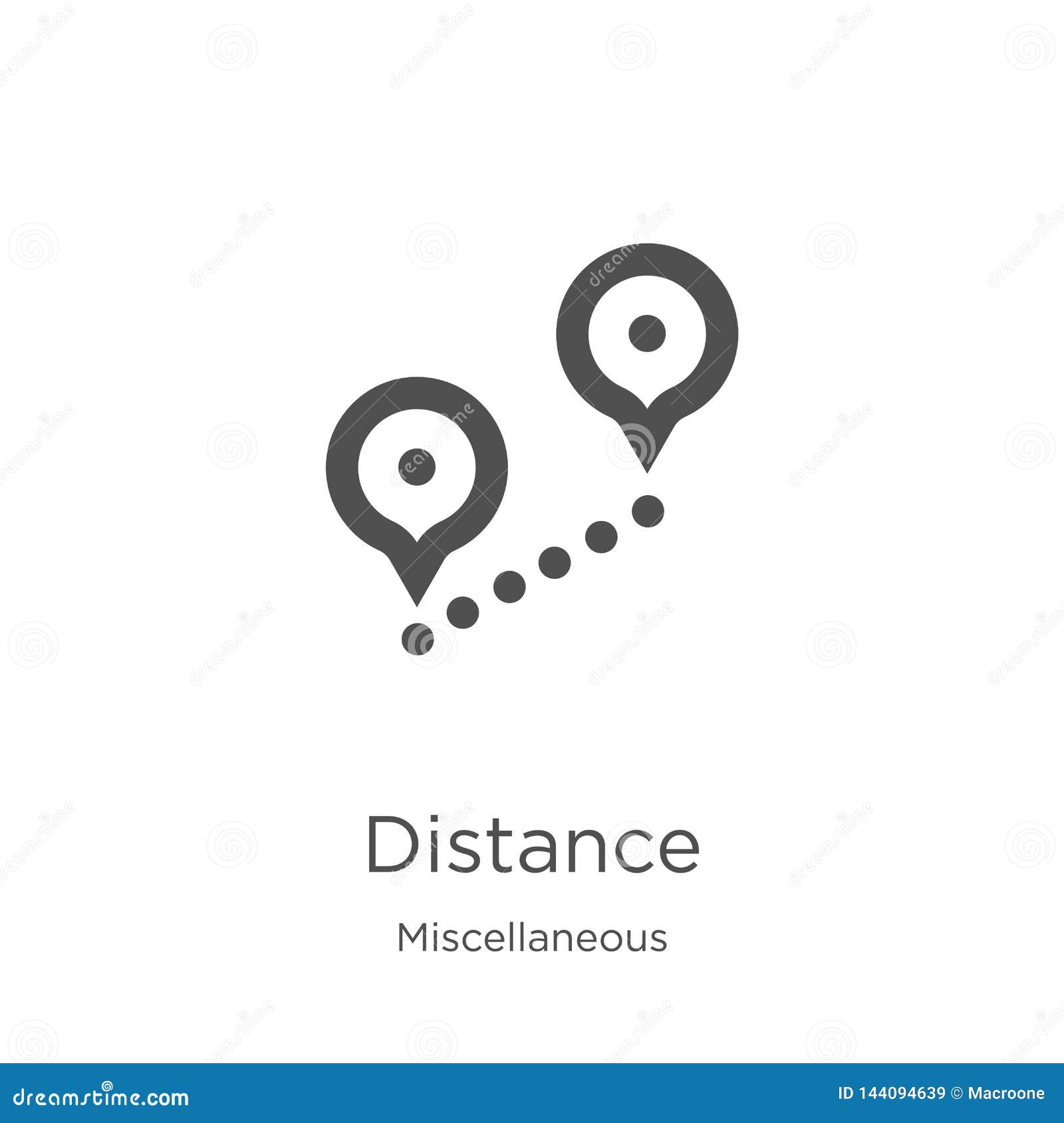 Distance Icon Vector from Miscellaneous Collection. Thin Line Distance ...