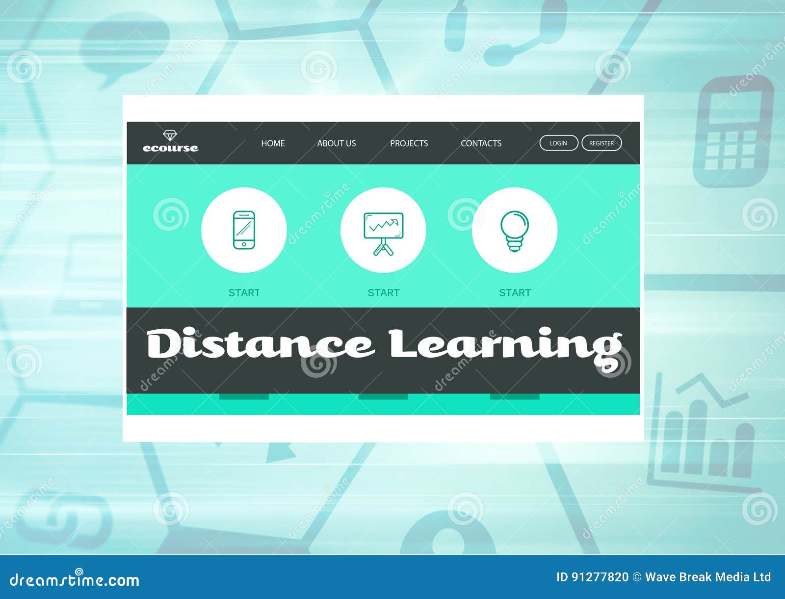 Distance Learning App Interface Stock Illustration - Illustration of ...