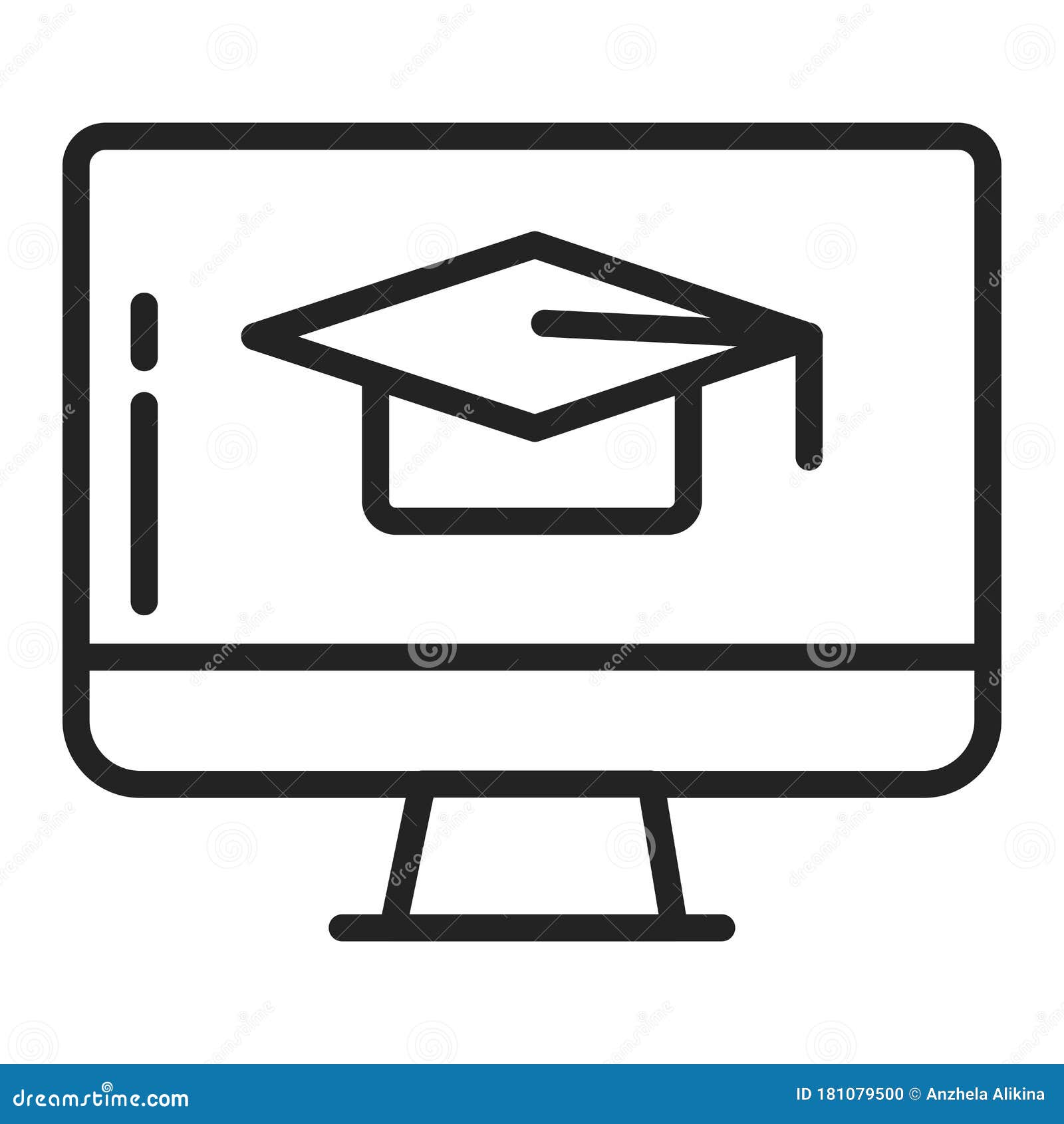 Distance Learning Black Line Icon. Online Training Courses. Home ...