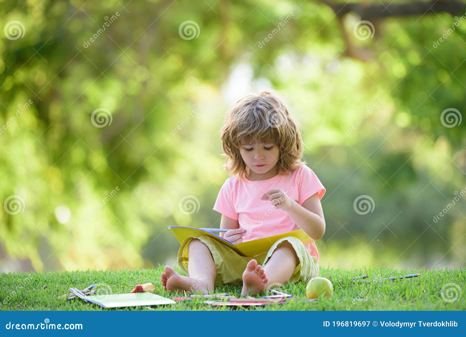 Distance Learning. Child Pupil from Elementary School. Stock Image ...