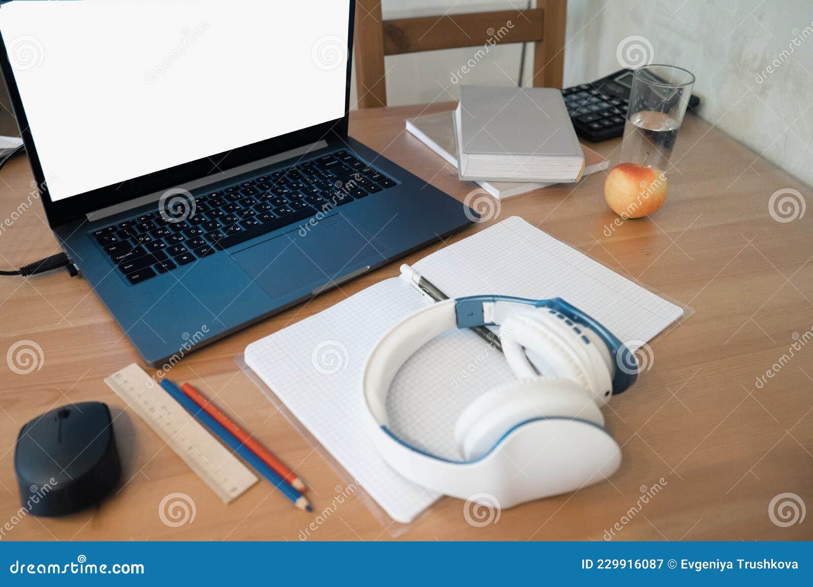 Distance Learning - Classes at Home Online on a Computer. Stock Image ...