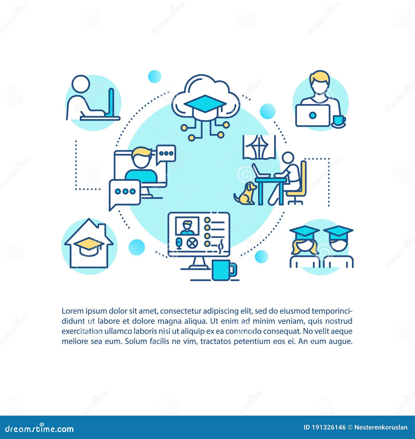 Distance Learning Concept Icon with Text Stock Vector - Illustration of ...
