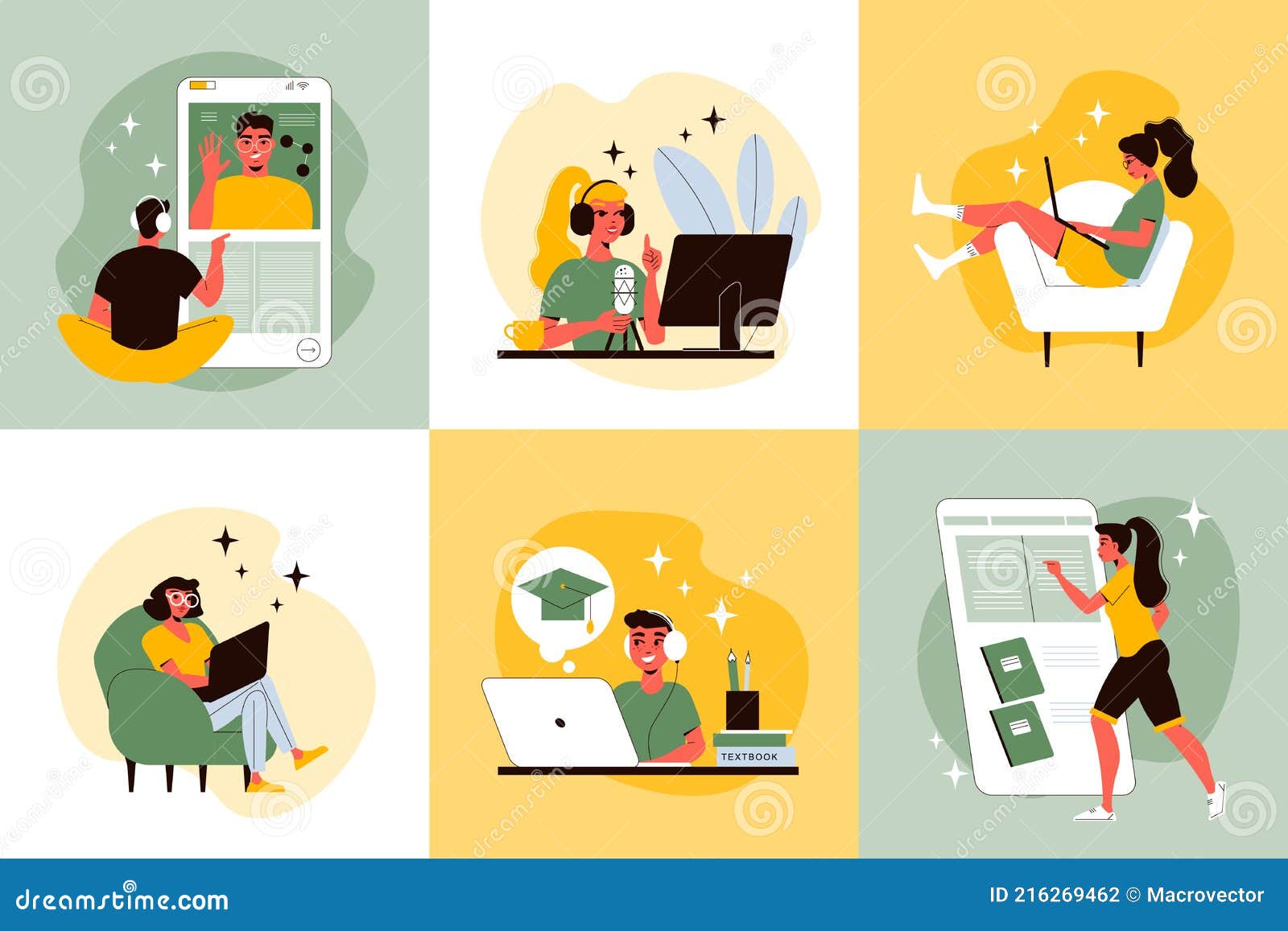 Distance Learning Design Concept Stock Vector - Illustration of learn ...