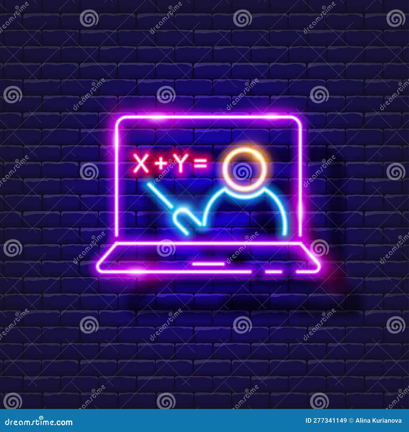 Distance Learning, E-learning, Online Education Icon. Neon Glowing ...