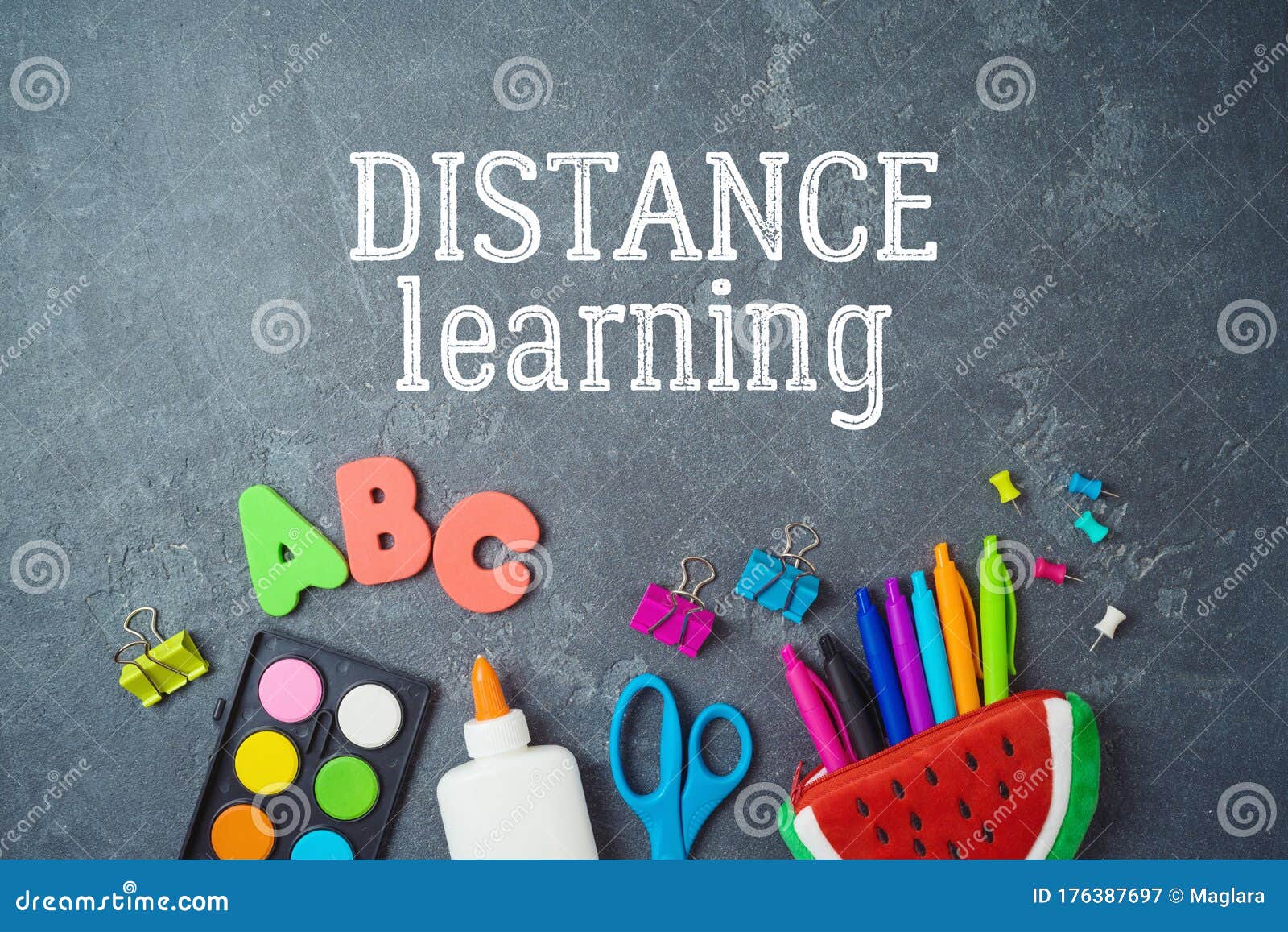 Distance Learning and Education Concept. Study Online from Home with ...