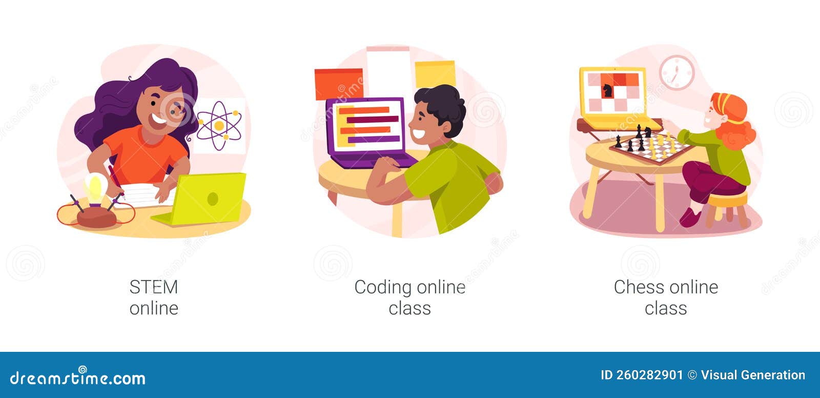 Distance Learning for Kids Isolated Cartoon Vector Illustration Set ...