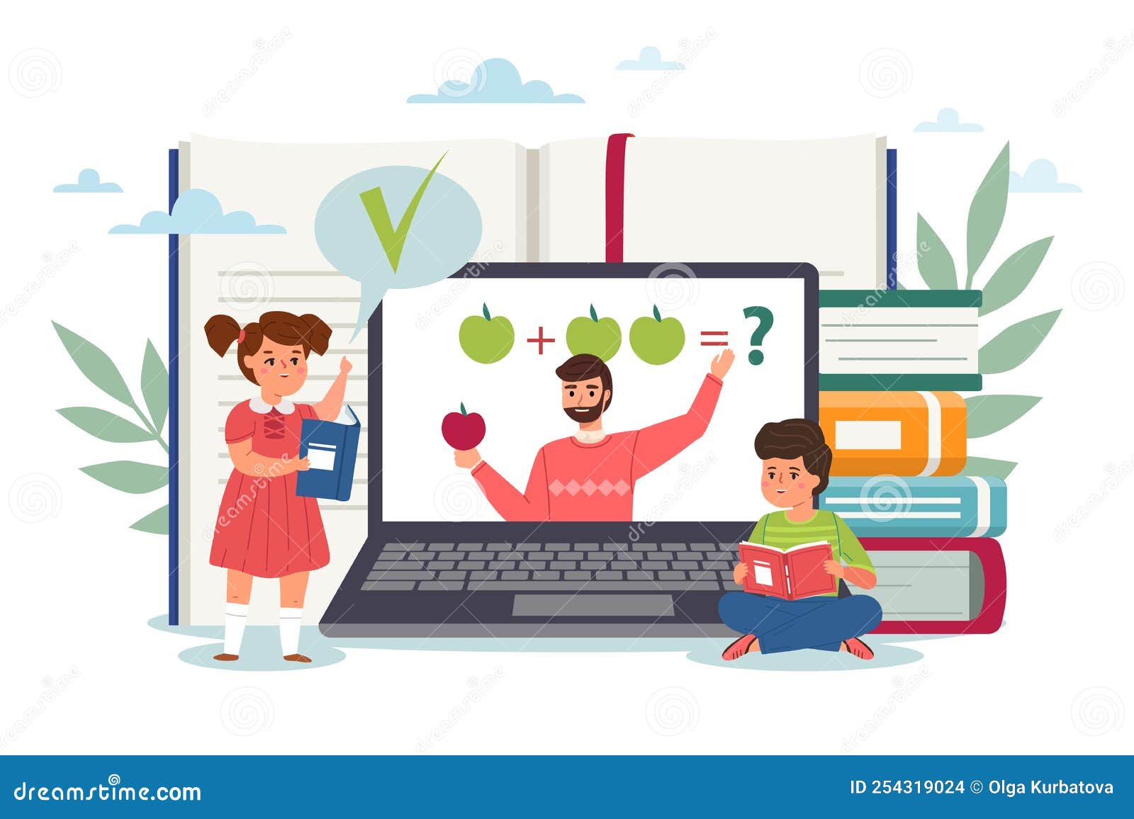 Distance Learning, Knowledge Acquisition, Online Education. Kids with ...