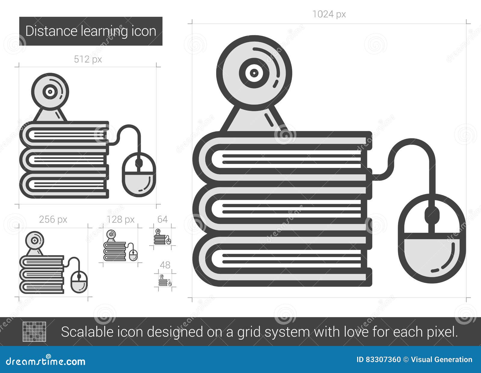 Distance Learning Line Icon. Stock Vector - Illustration of flat ...