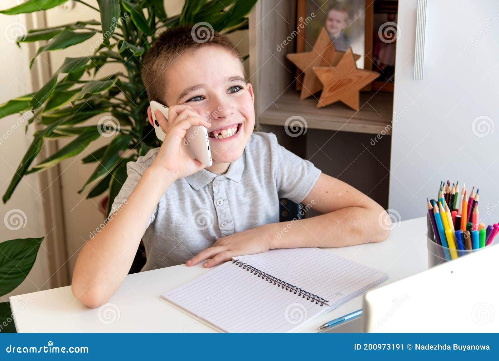 Distance Learning Online Education. the Student is Studying at Home at ...