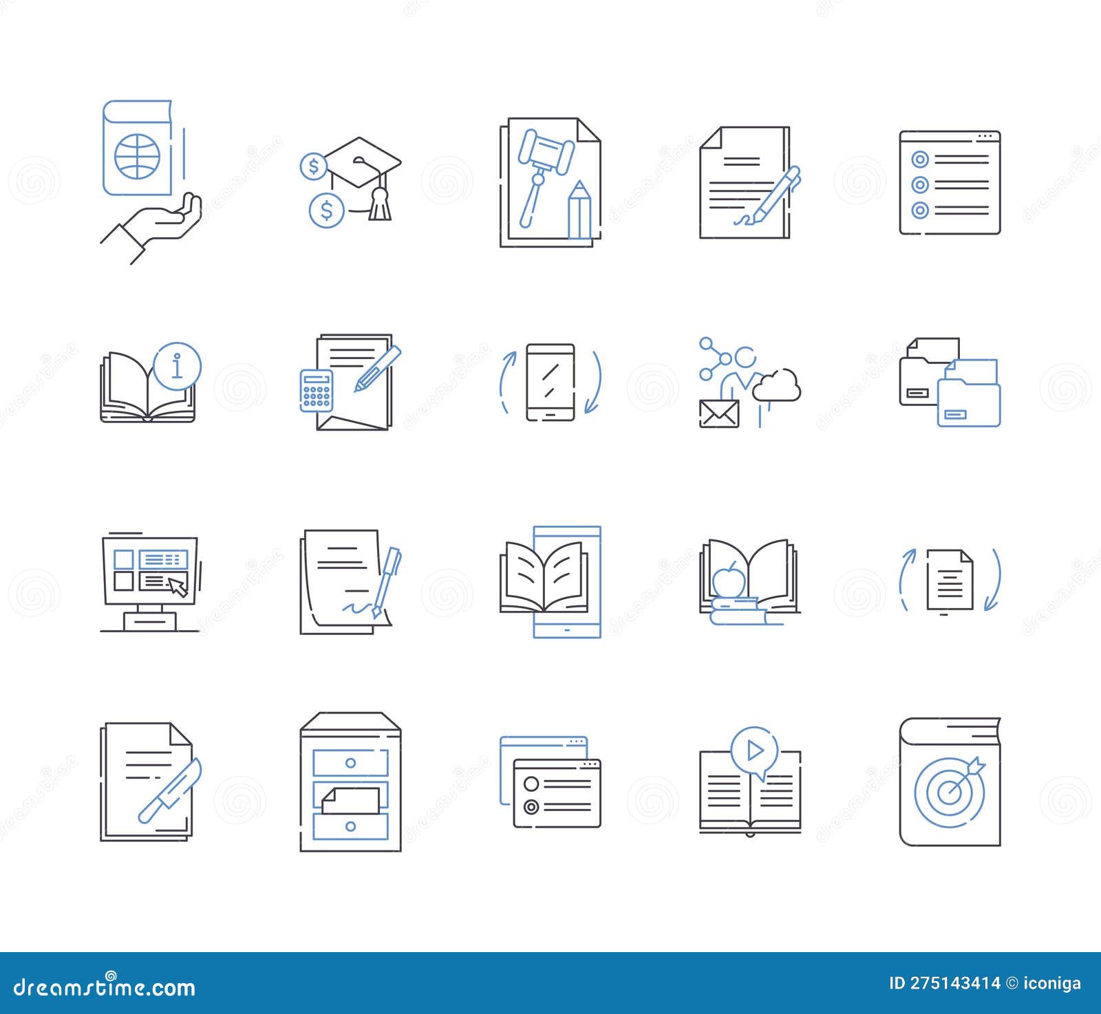 Distance Learning Outline Icons Collection. Distance, Learning, Online ...