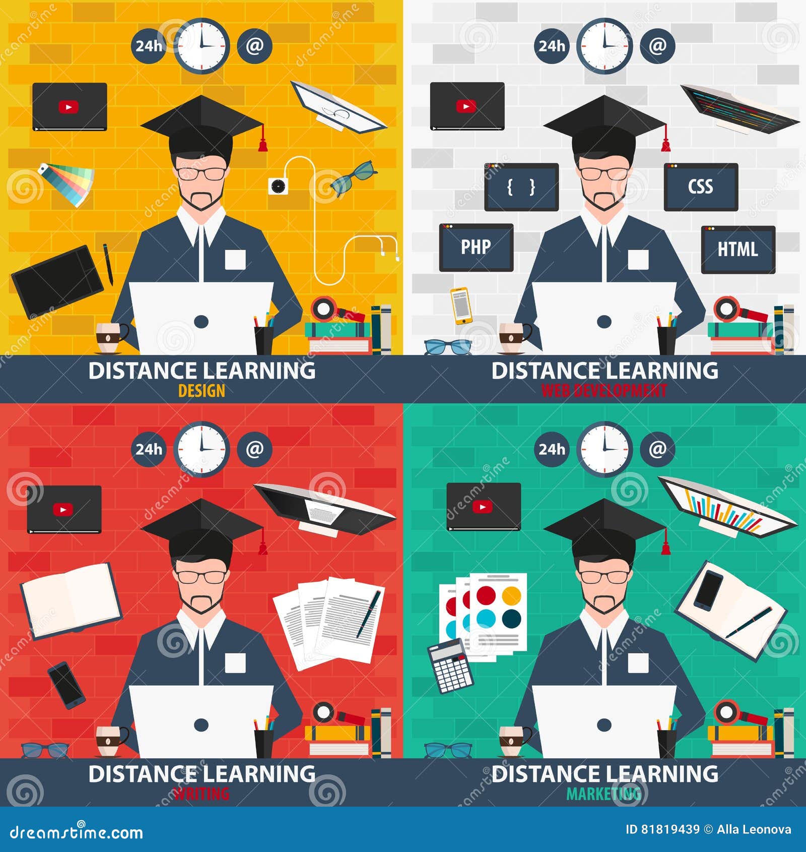 Distance Learning. Set Online Education. Design, Web Development ...