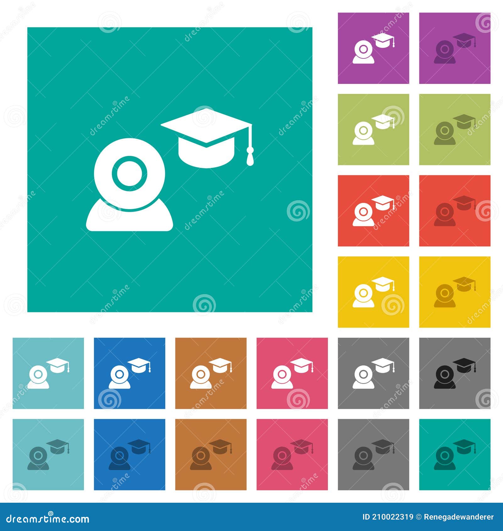 Distance Learning Square Flat Multi Colored Icons Stock Vector ...