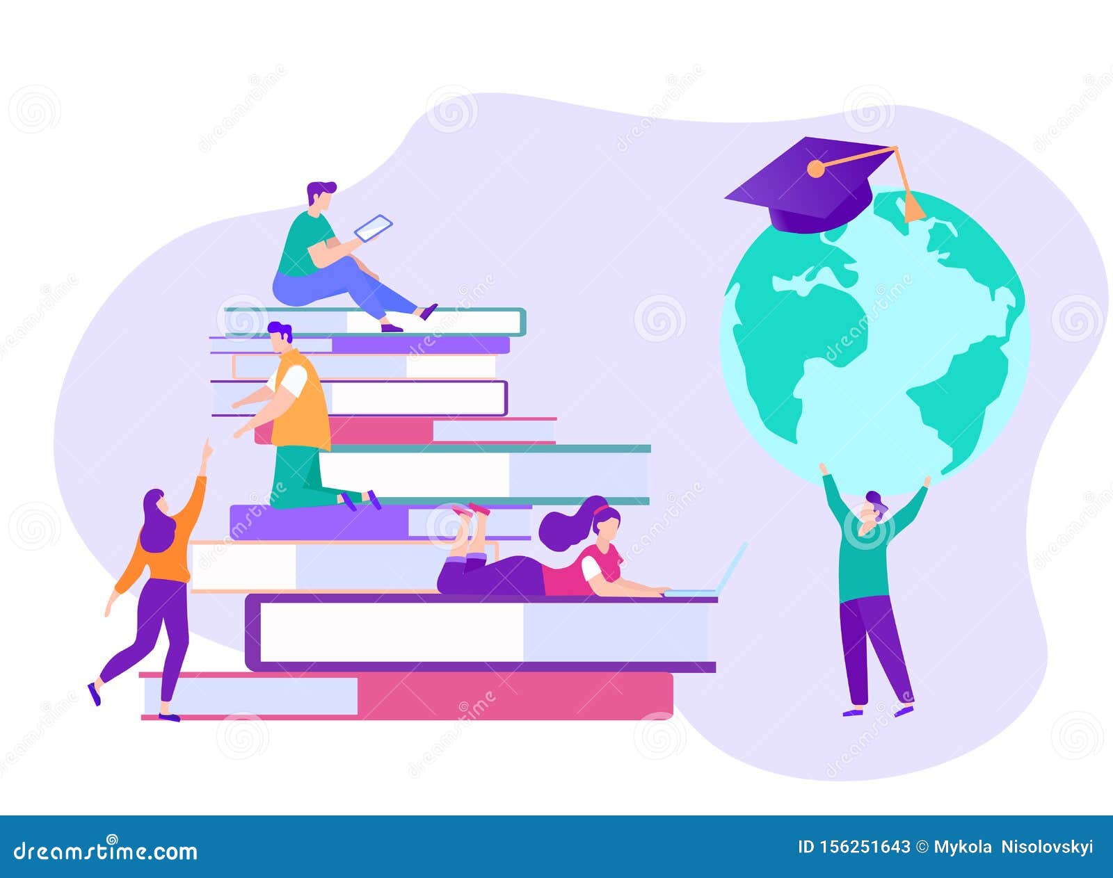 Distance Learning. Students Goal Achievement Stock Vector ...