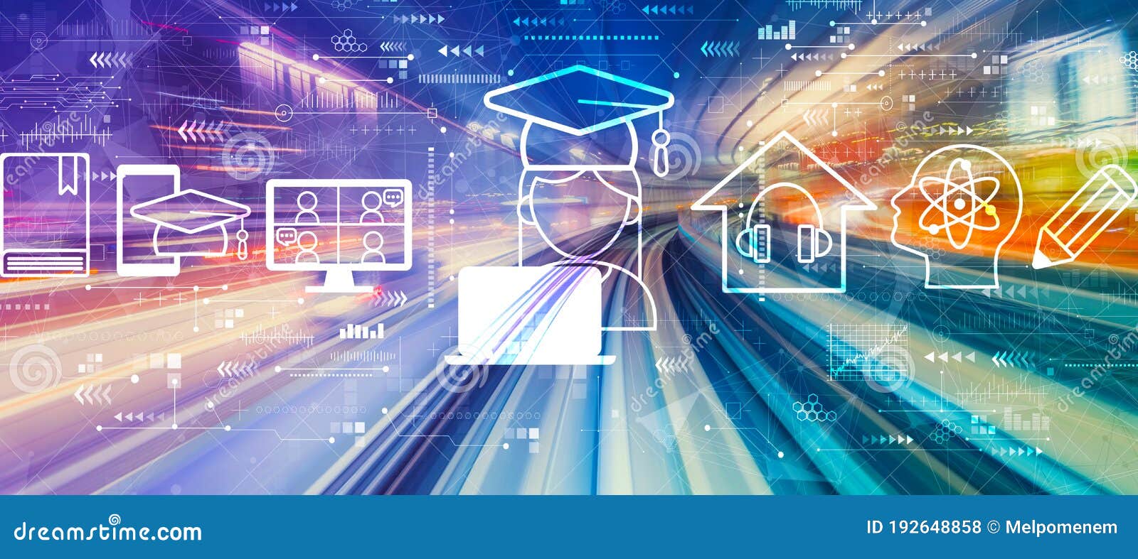 Distance Learning Theme with High Speed Motion Blur Stock Photo - Image ...