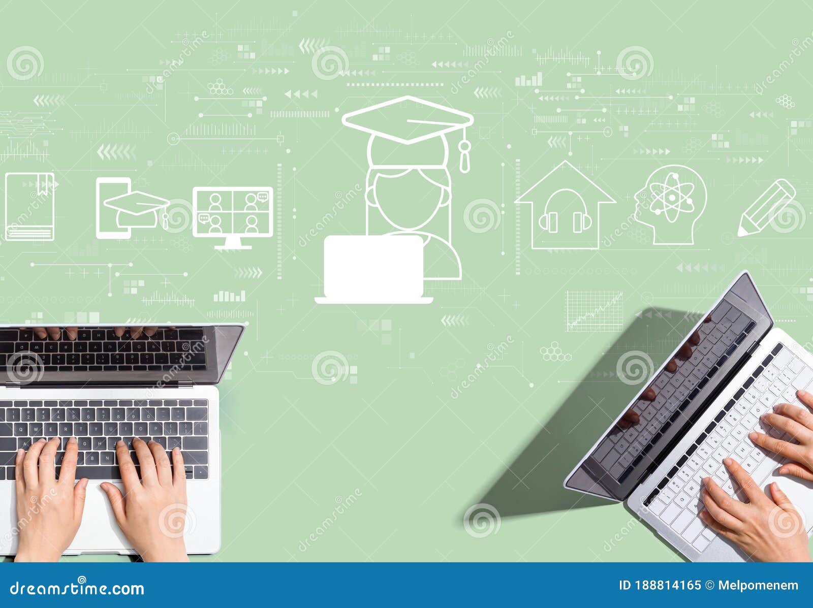 Distance Learning Theme with People Working Together Stock Image ...