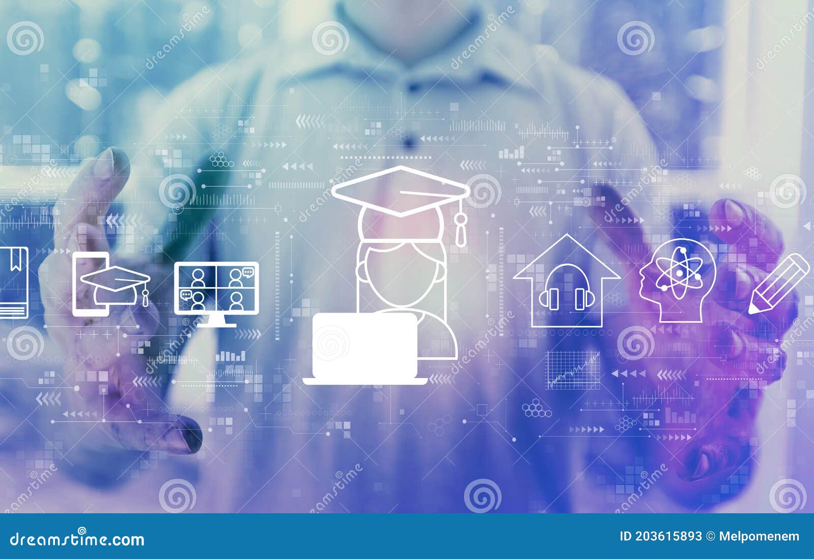 Distance Learning Theme with Young Man Stock Illustration ...