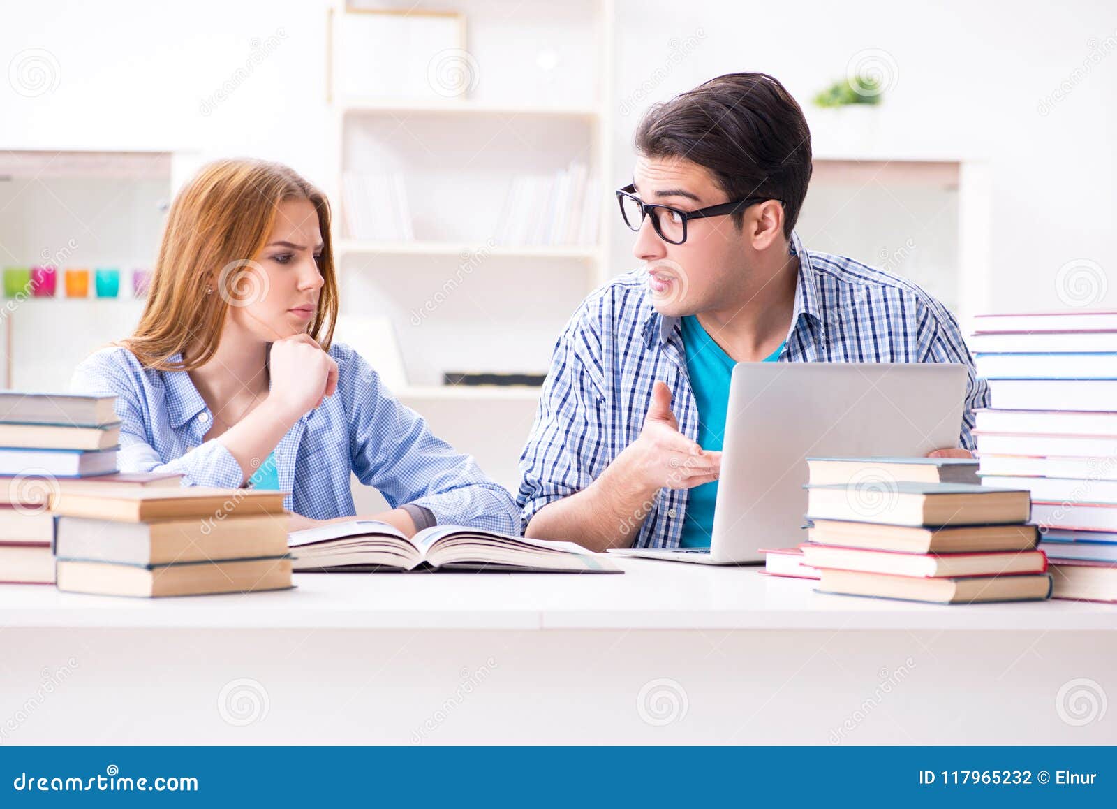 The Distance Online Study Learning Concept with Two Students Stock ...