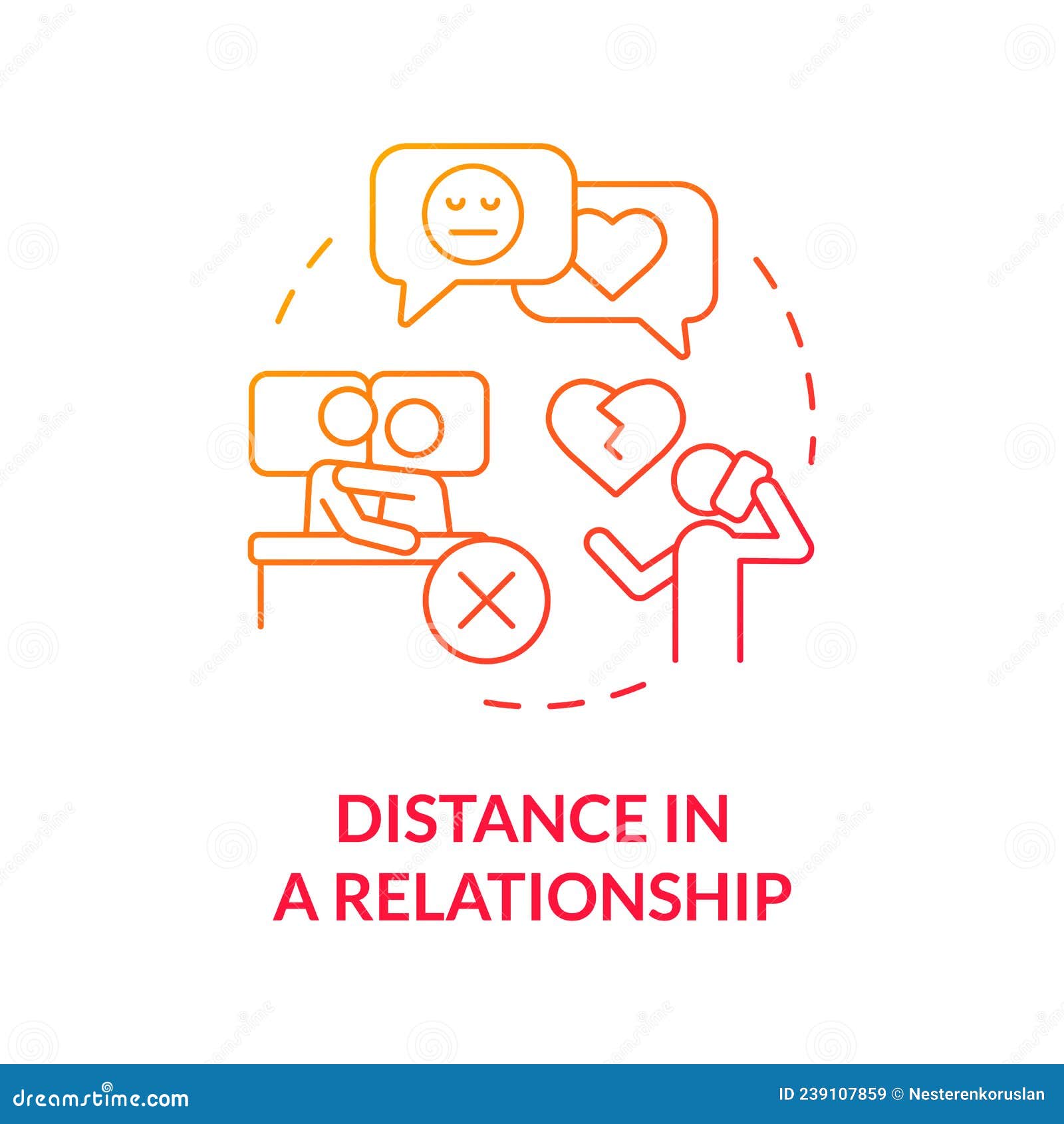 Distance in Relationship Red Gradient Concept Icon Stock Vector ...
