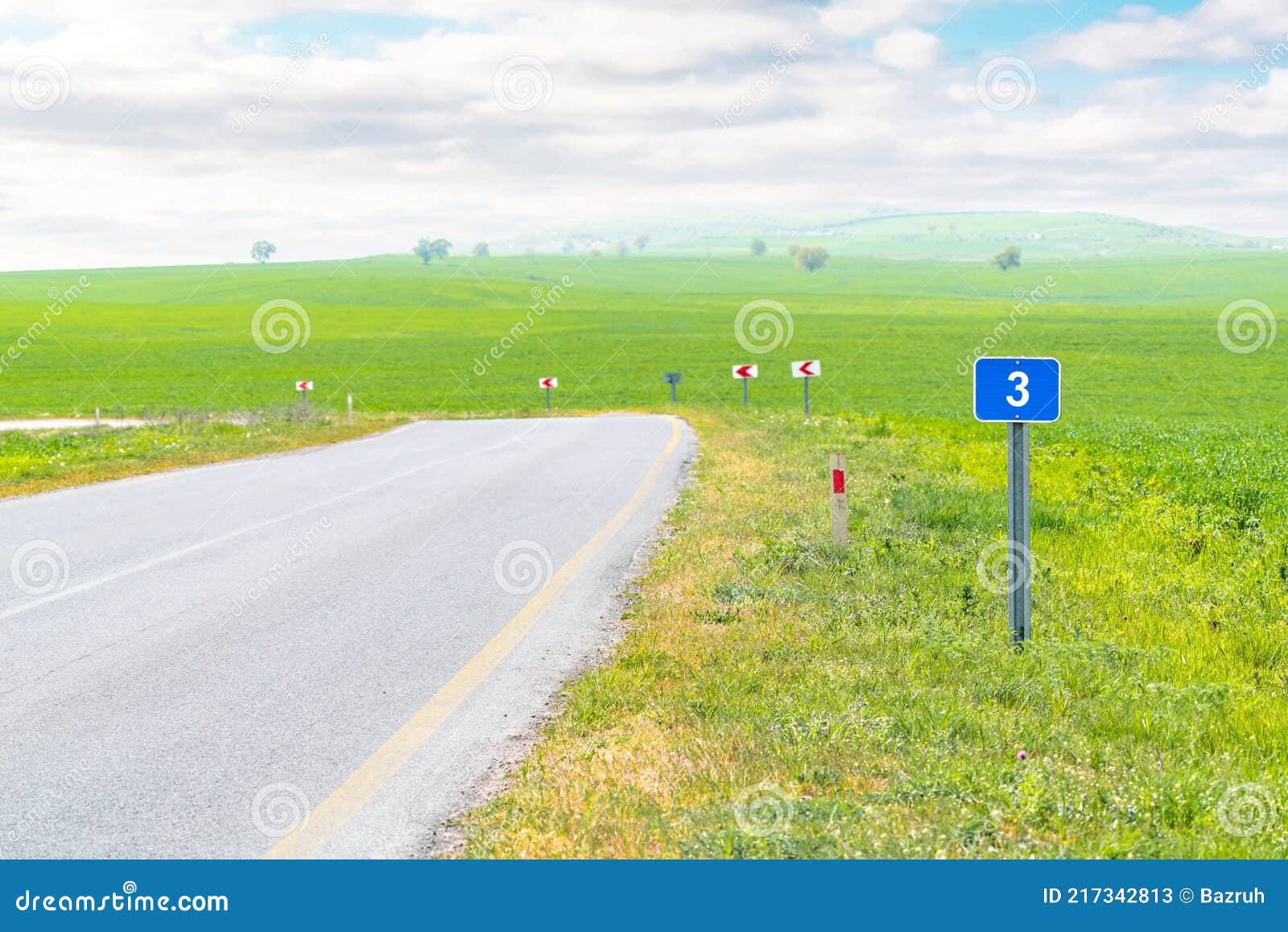 Distance Road Sign on the Highway Stock Image - Image of curve ...