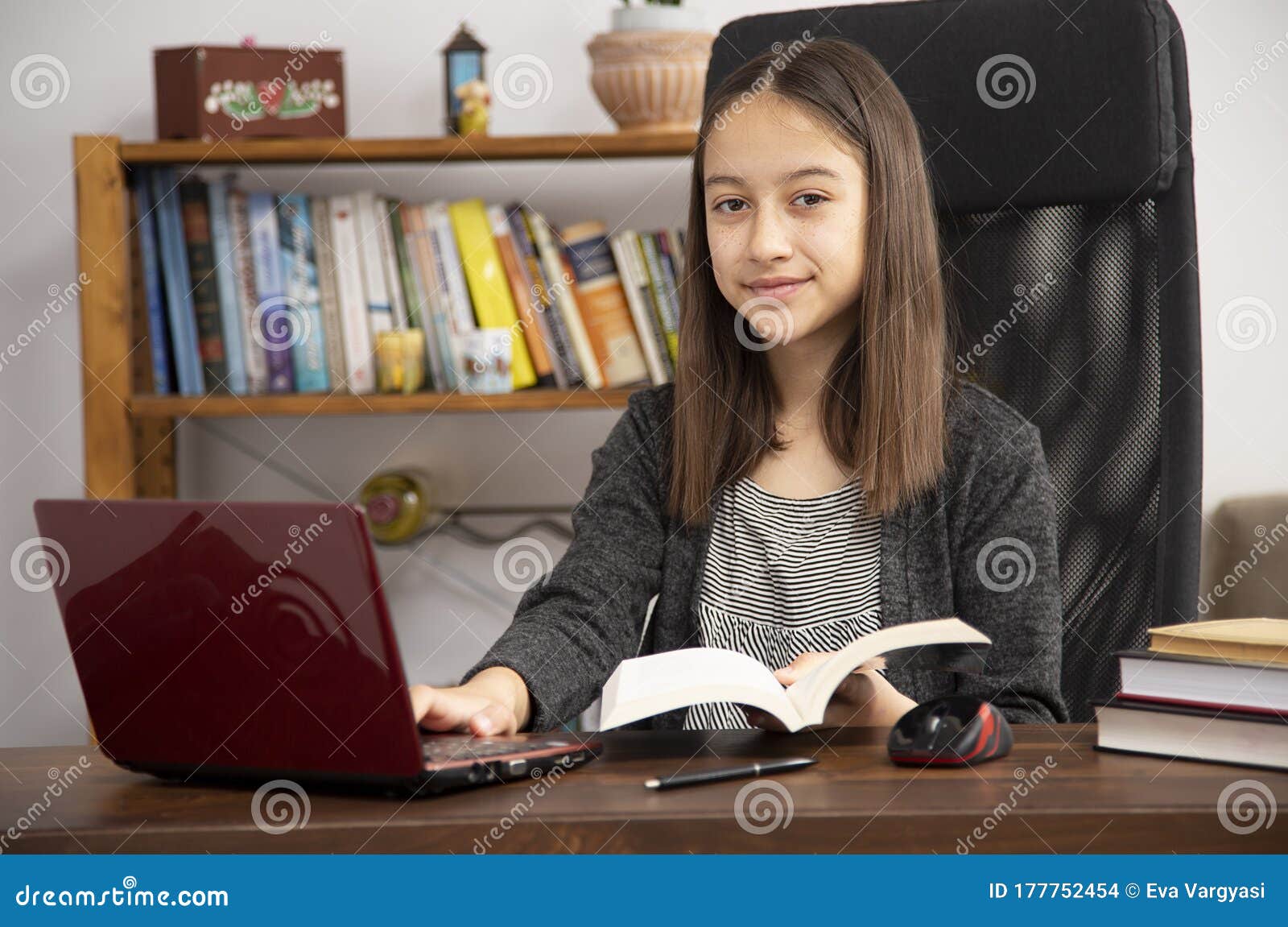Distance School, Learnind from Home Stock Photo - Image of happy ...