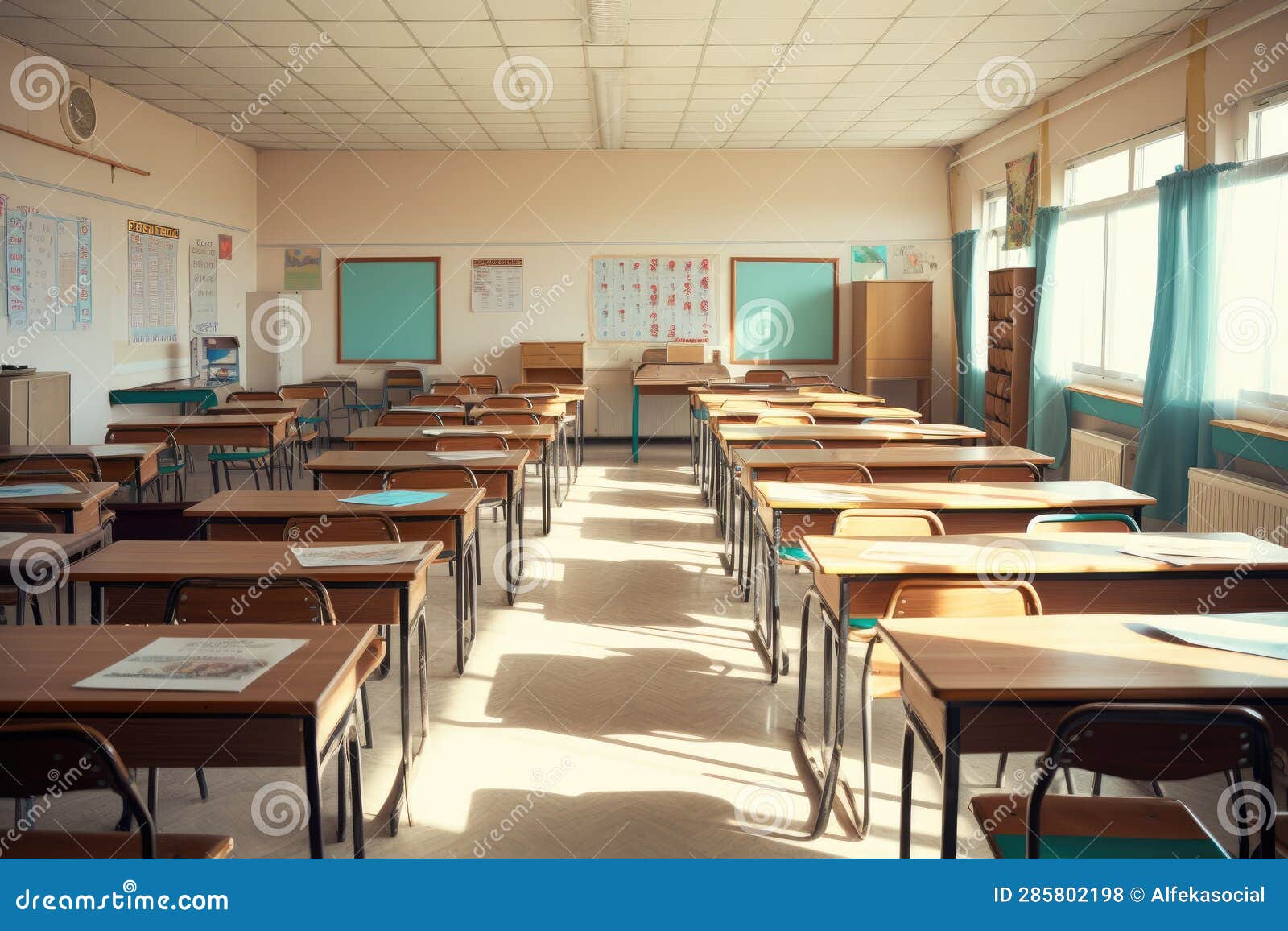 Distance Shot Image of Empty Classroom in School, Back To School ...