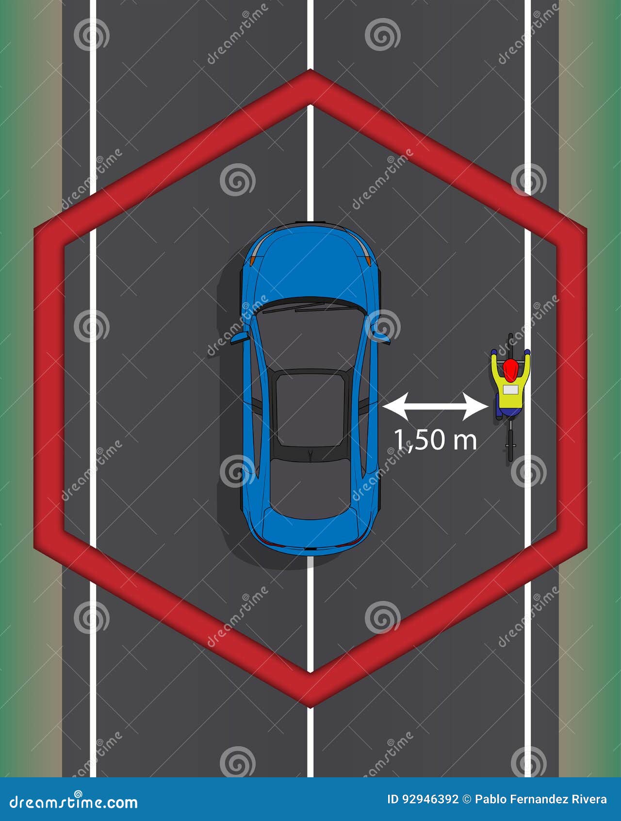 Distance Sign between Car and Cyclist Stock Vector - Illustration of ...