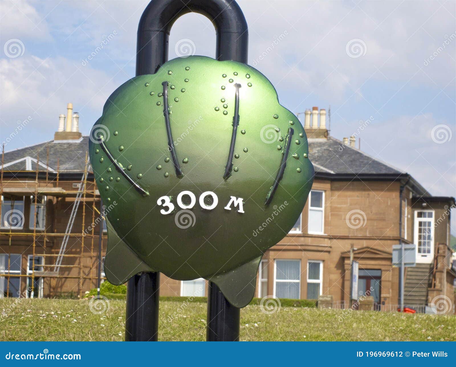 300 Metres Distance Signage Stock Photo - Image of background, light ...