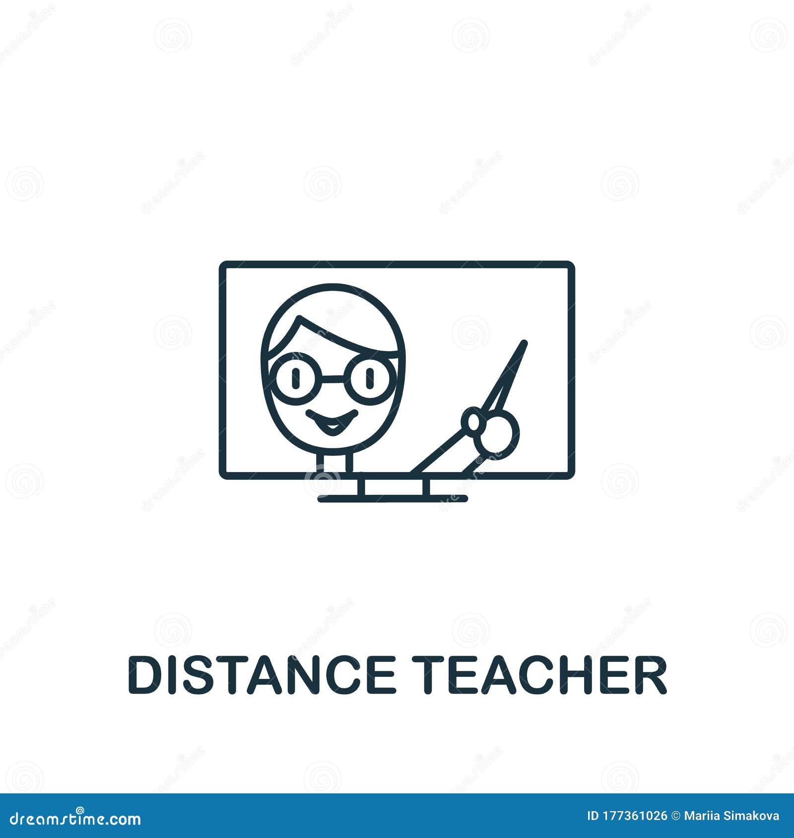 Distance Teacher Icon from E-learning Collection. Simple Line Element ...