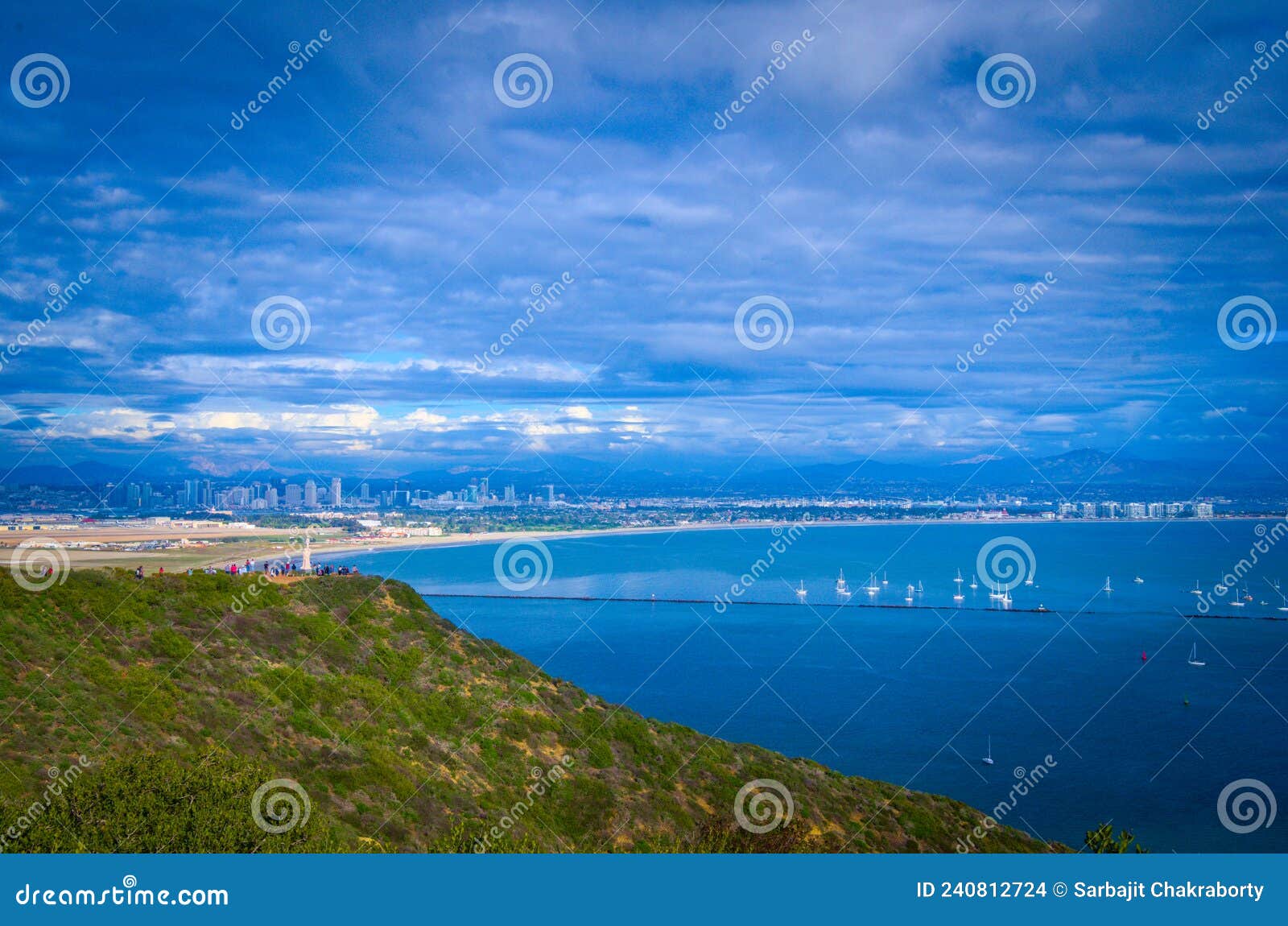Distance View of City from a Cliff Stock Photo - Image of beach, view ...