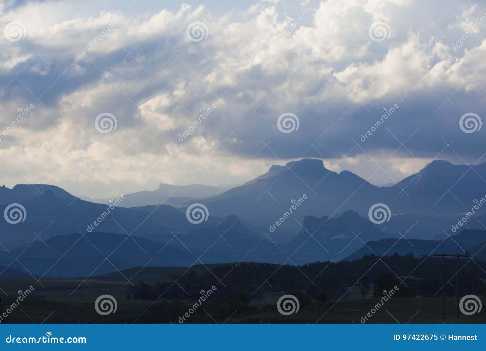 Distant blue mountains stock image. Image of blue, grass - 97422675