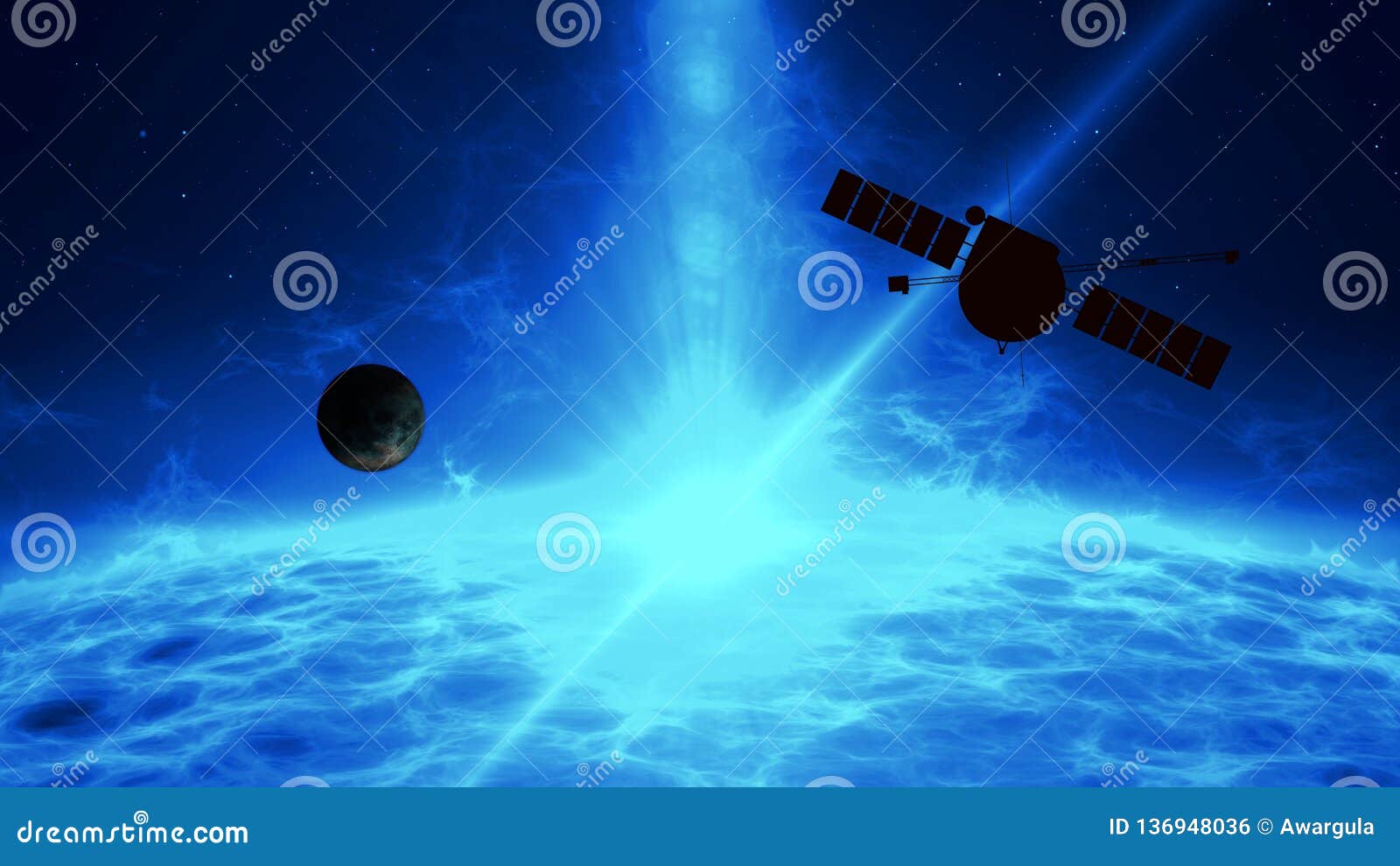 Distant Exoplanet Exploration by Space Probe Stock Illustration ...