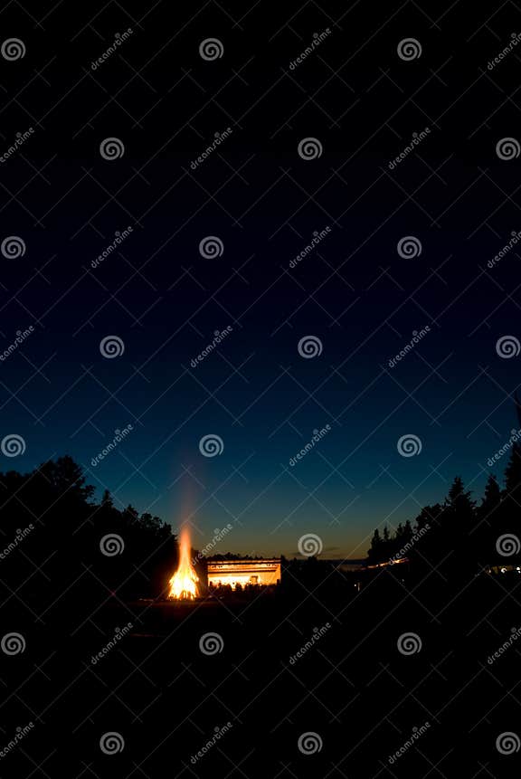 Distant fire at twilight stock photo. Image of fire, nocturne - 3398080