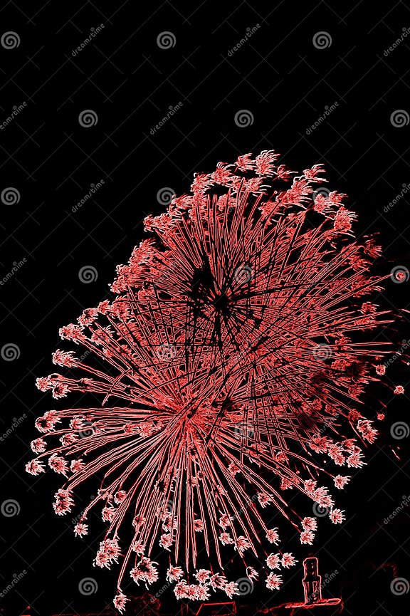 Distant Flash of a Firework Explosion at Night Against a Black Sky ...