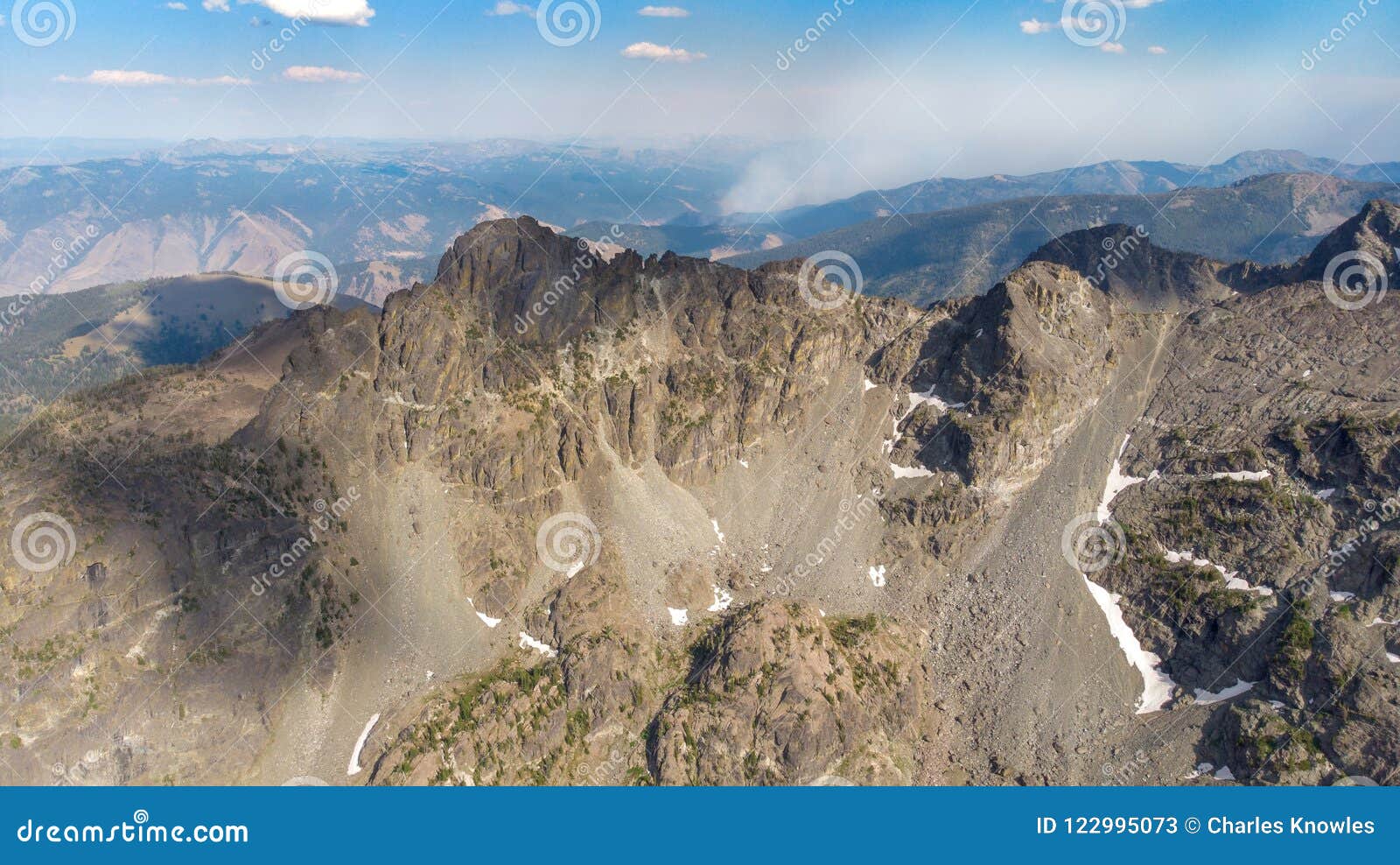 Distant Forest Fire Over the Seven Devils Mountains of Idaho in Stock ...