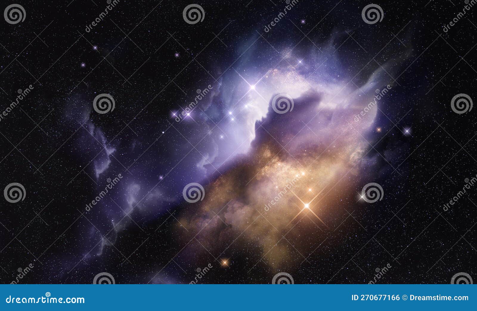 Distant Glowing Nebula with Stars Stock Illustration - Illustration of ...