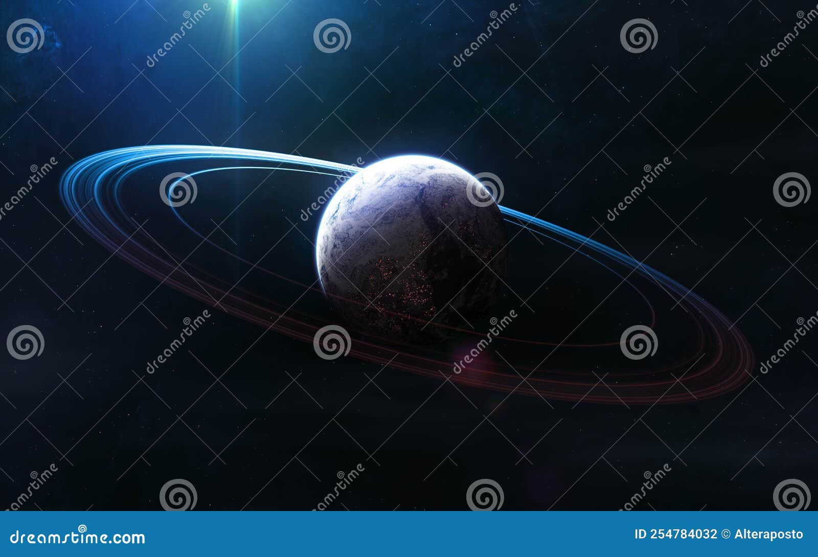 Distant Habitable Planet of Deep Space. Cosmic Dust Stock Illustration ...