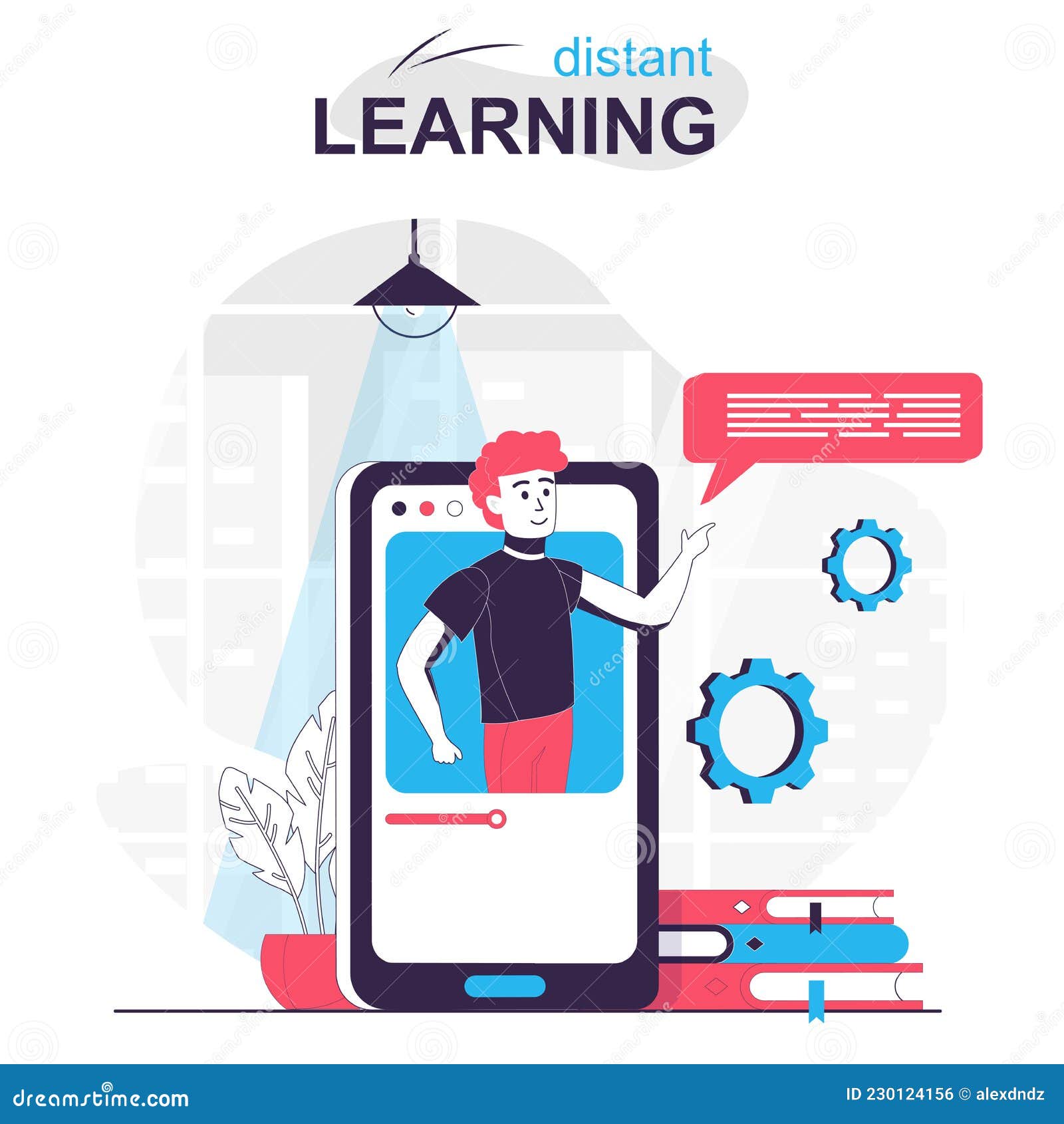 Distant Learning Isolated Cartoon Concept. Stock Vector - Illustration ...