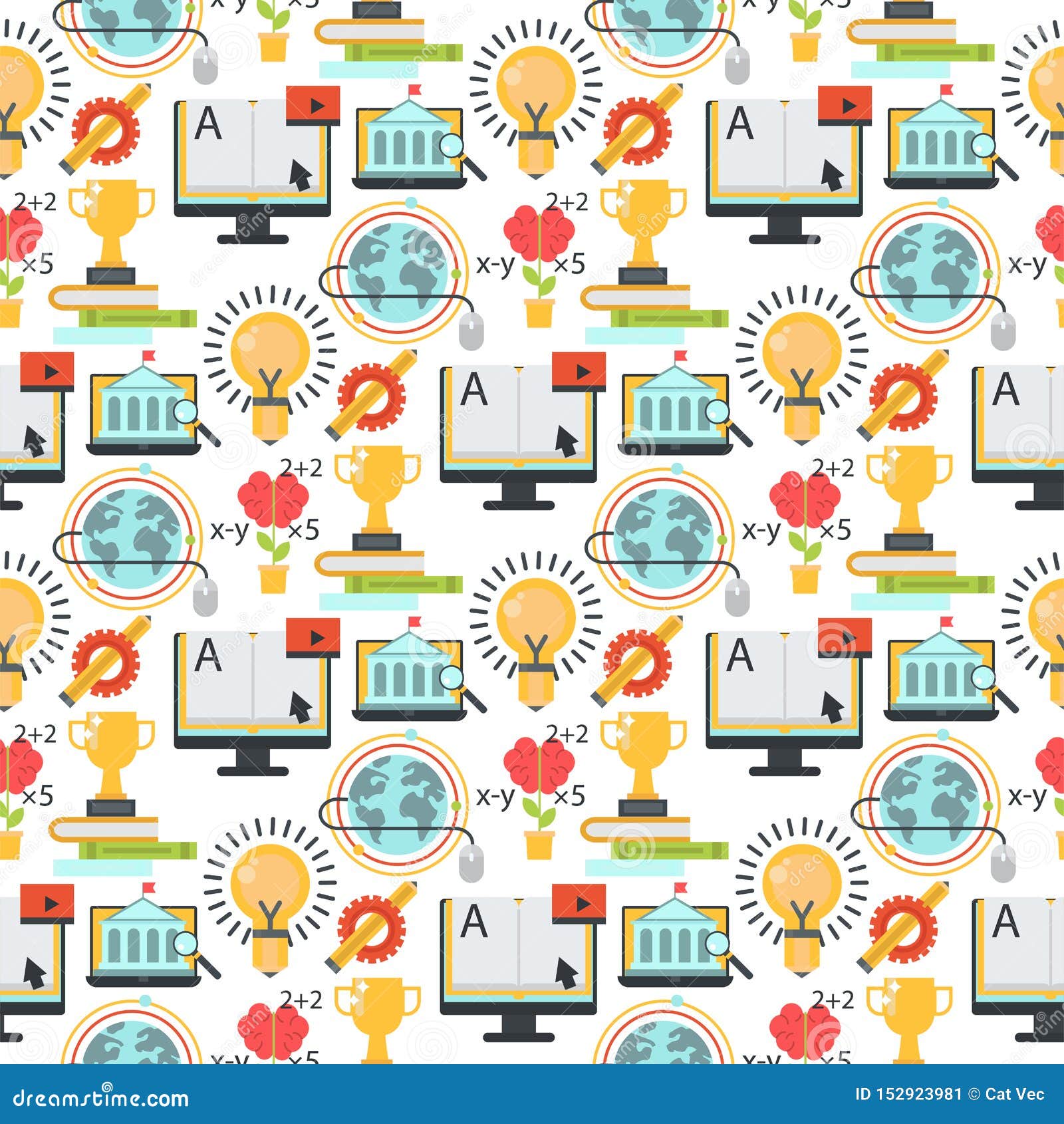 Distant Learning Seamless Pattern Background Online Education Video ...