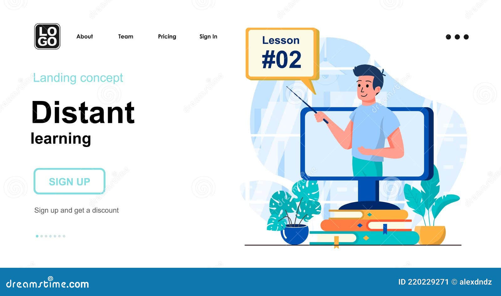 Distant Learning Web Concept. Online Education and Homeschooling Stock ...