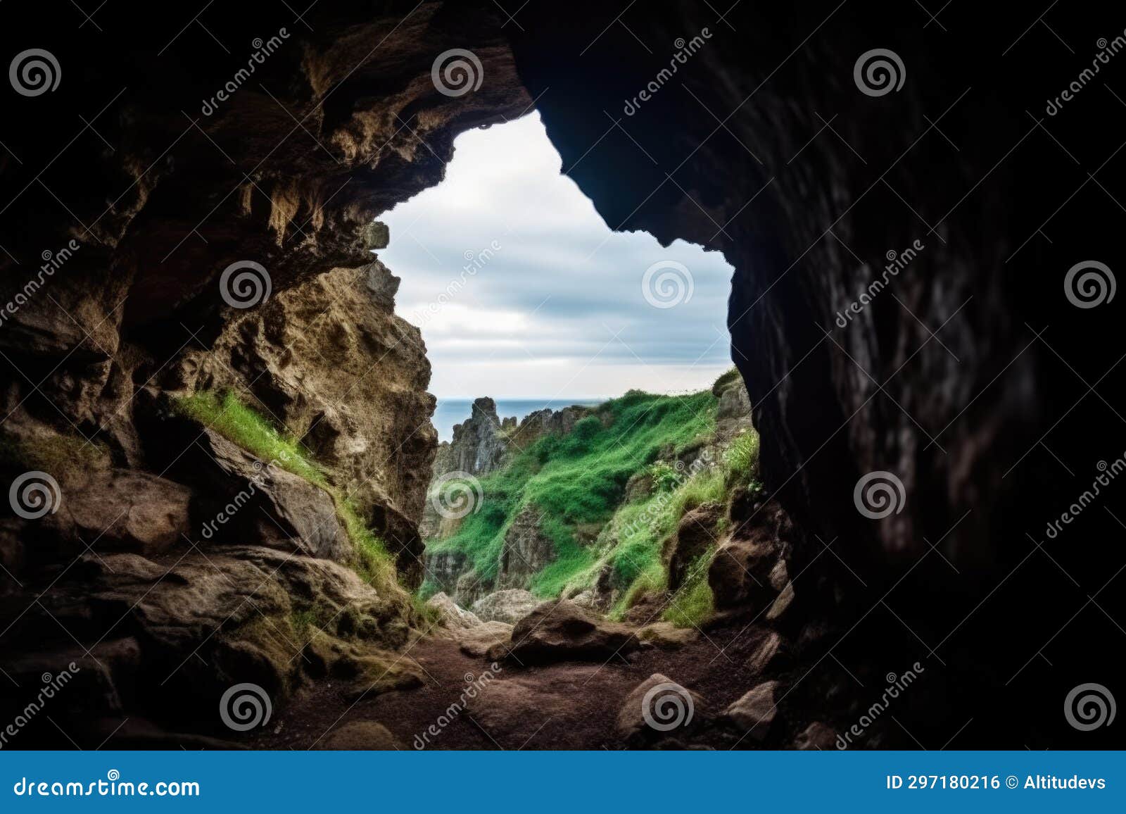 Distant Light Seen from the End of a Narrow Cave Stock Photo - Image of ...