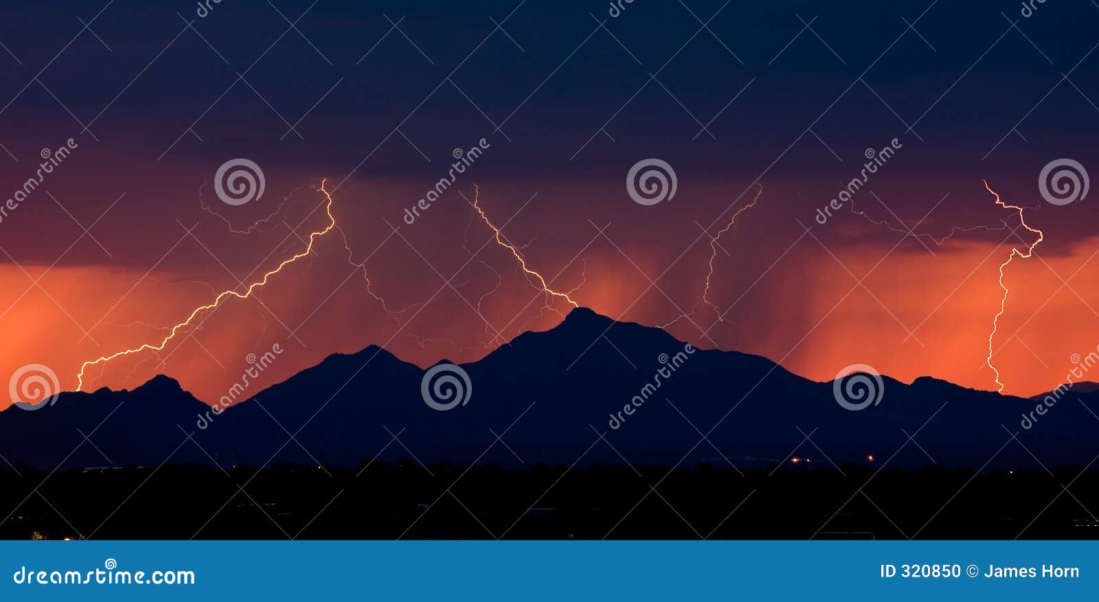 Distant Lightning at Sunset Stock Photo - Image of striking, storm: 320850