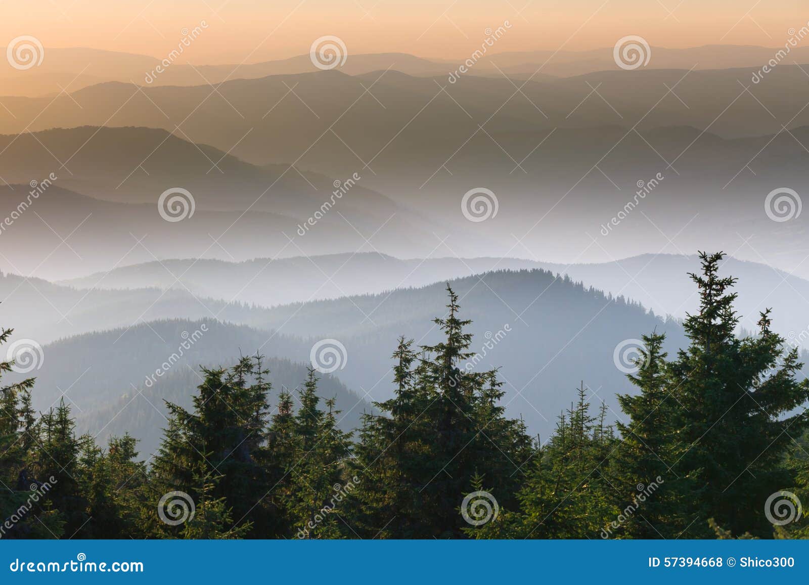 Distant Mountain Range and Thin Layer of Clouds on the Valleys Stock ...