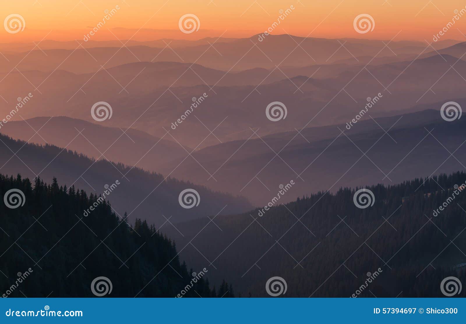 Distant Mountain Range and Thin Layer of Clouds on the Valleys Stock ...