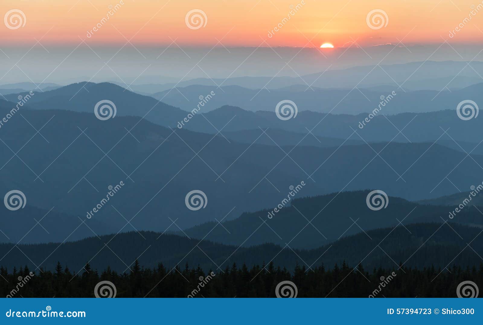 Distant Mountain Range and Thin Layer of Clouds on the Valleys Stock ...